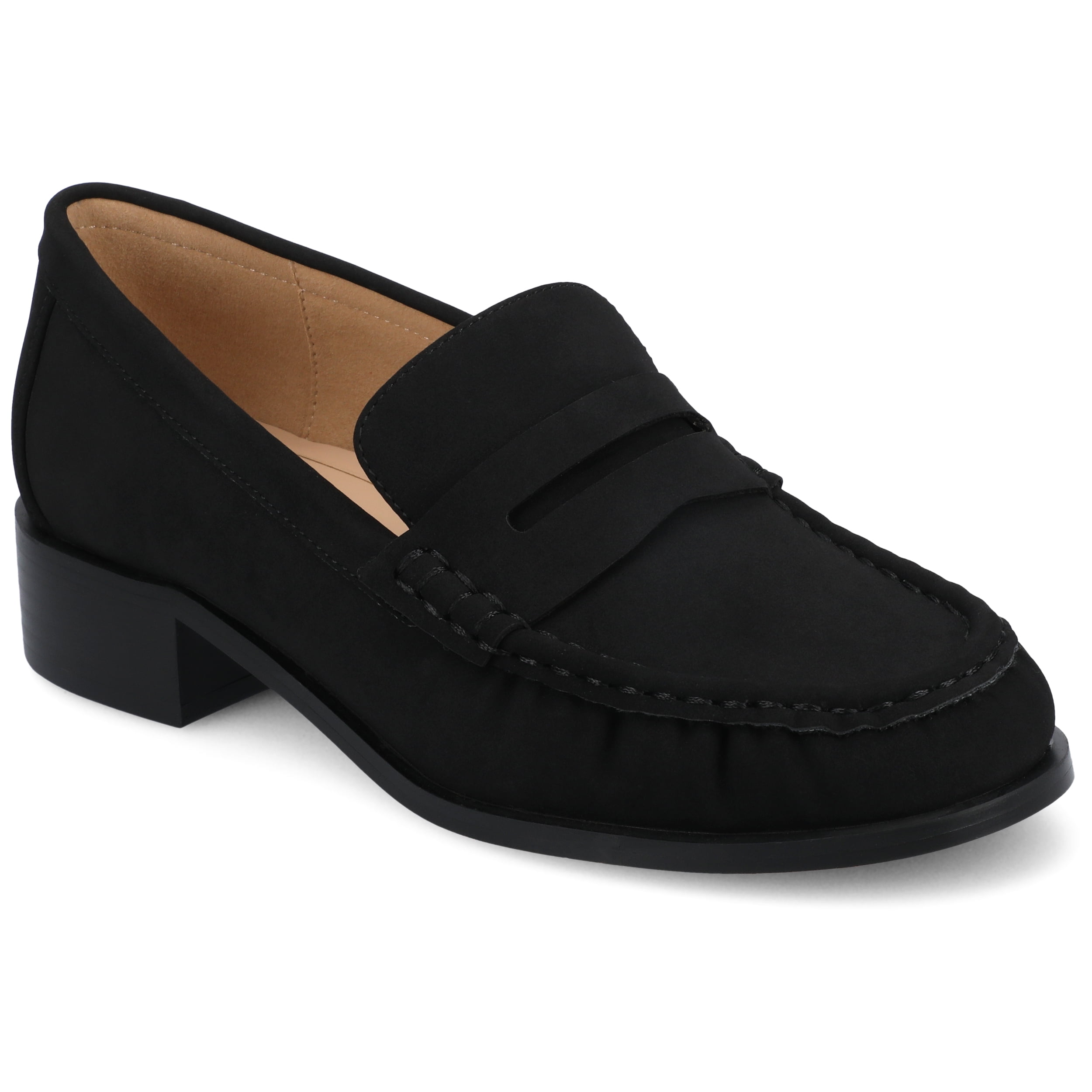 Journee Womens Danna Ruched Round Toe Block Heel Comfort Penny Loafer ...