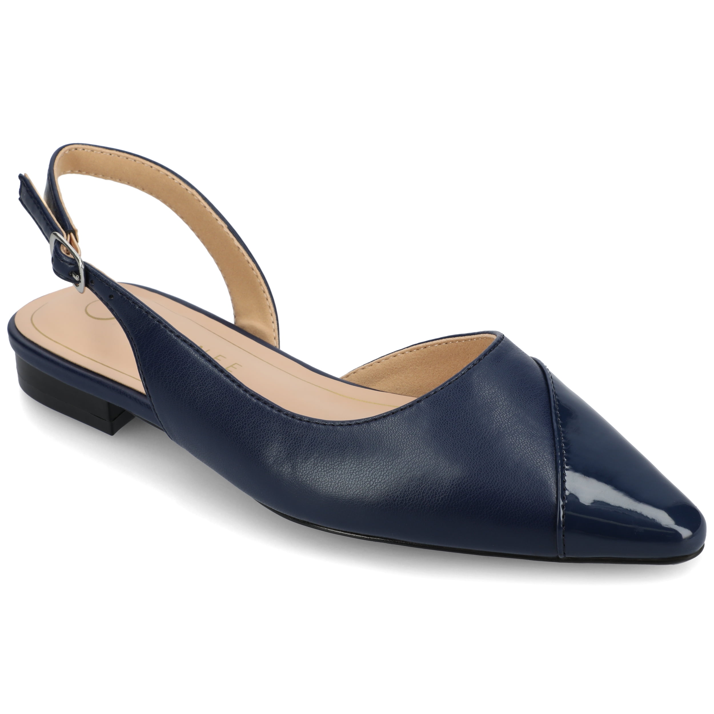 Journee Womens Daphnne Sling Back Pointed Toe Flats - Walmart.com