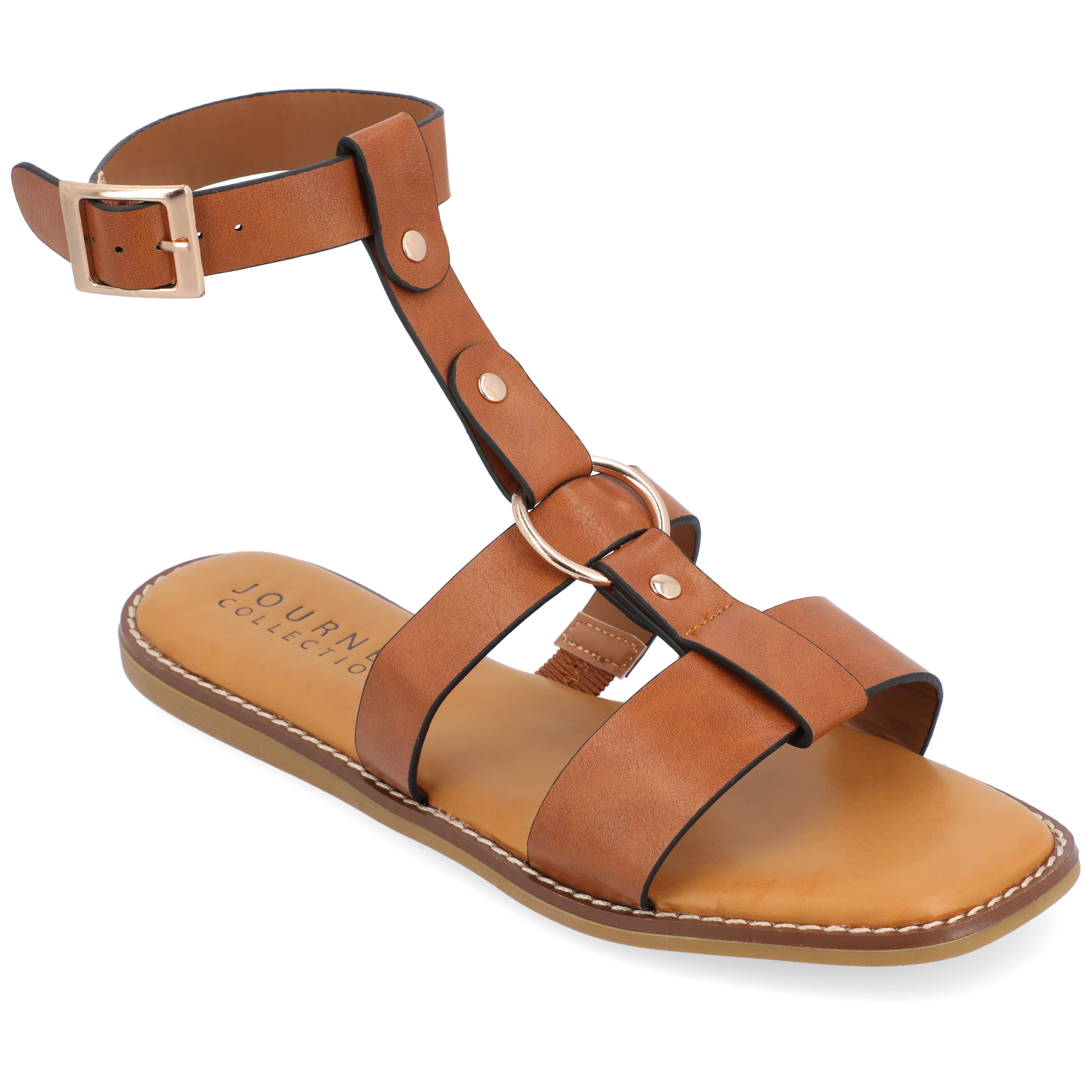 Journee Womens Eleanora Multi Strap Flat Sandals - Walmart.com