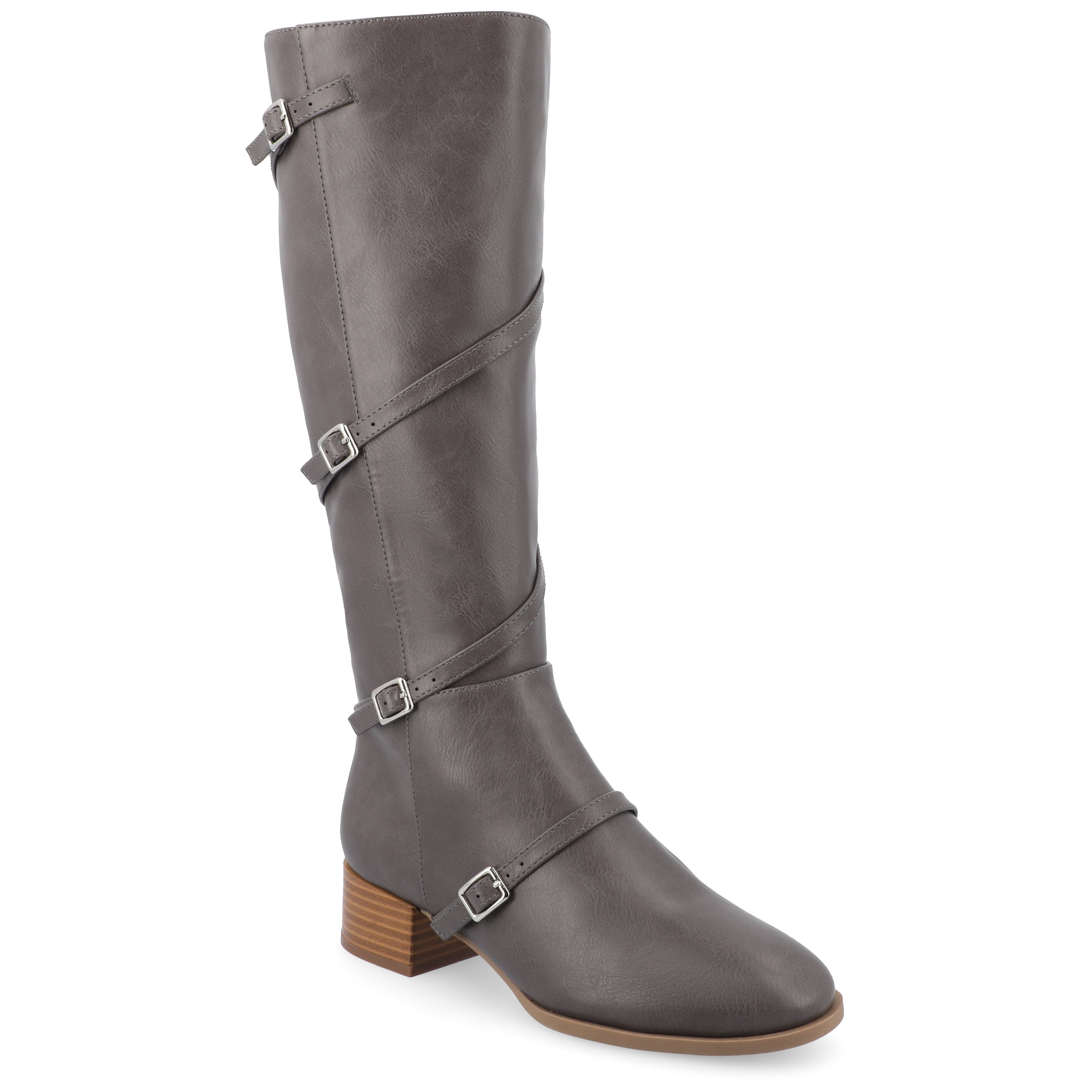 Journee Womens Elettra Stacked Block Heel Round Toe Boots - Walmart.com