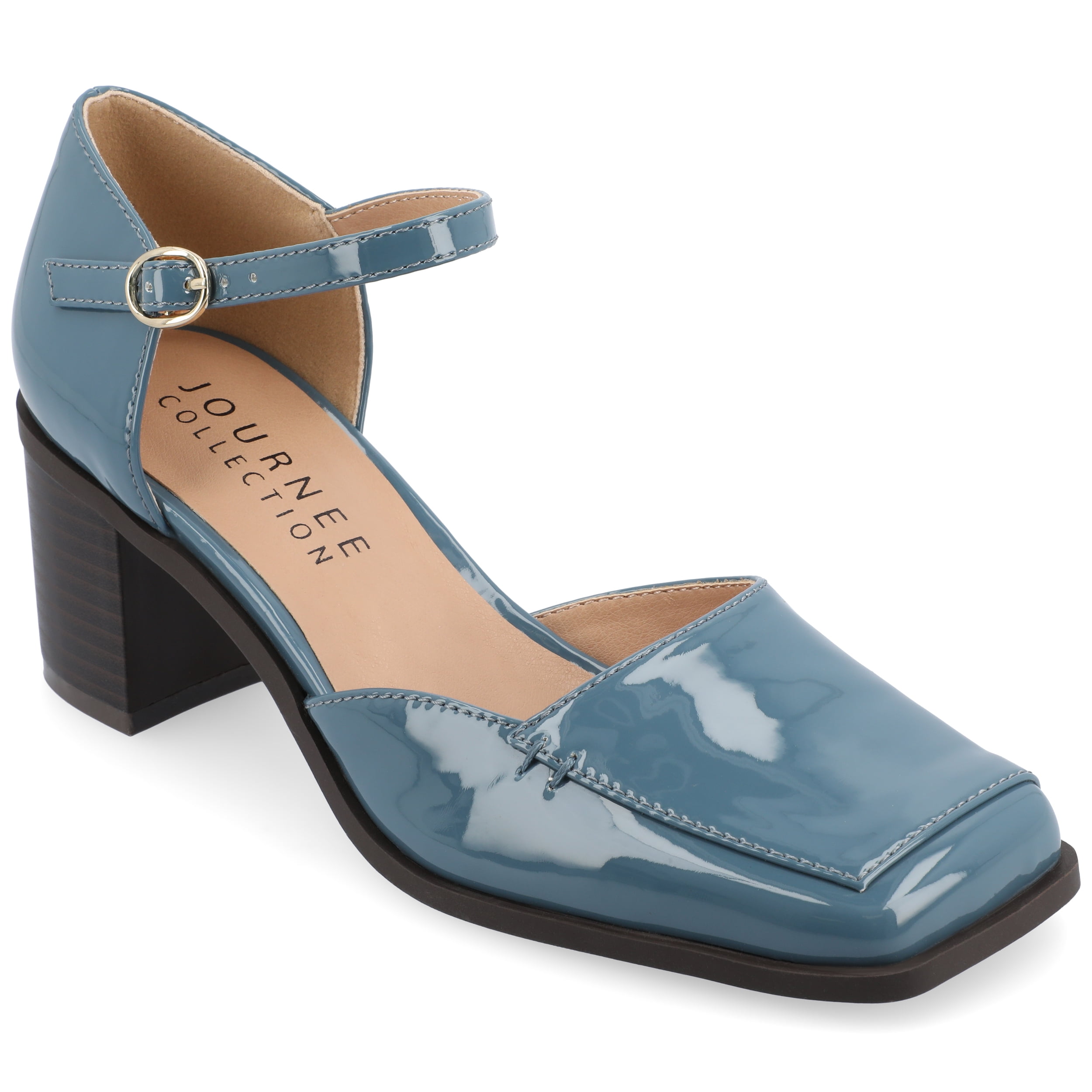 Journee Womens Evangeline Square Toe Stacked Heel Pumps, Widths ...