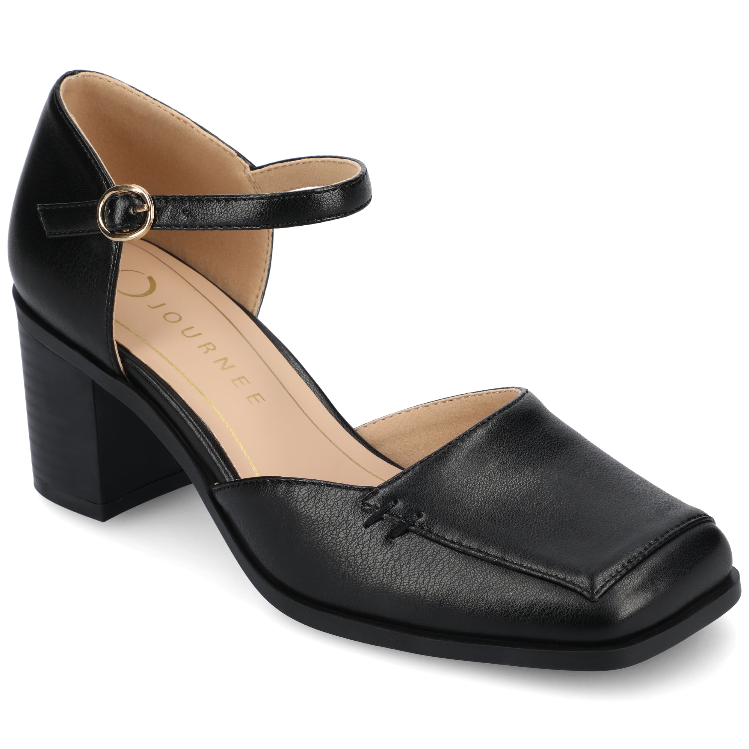 Journee Womens Evangeline Square Toe Stacked Heel Pumps, Widths ...
