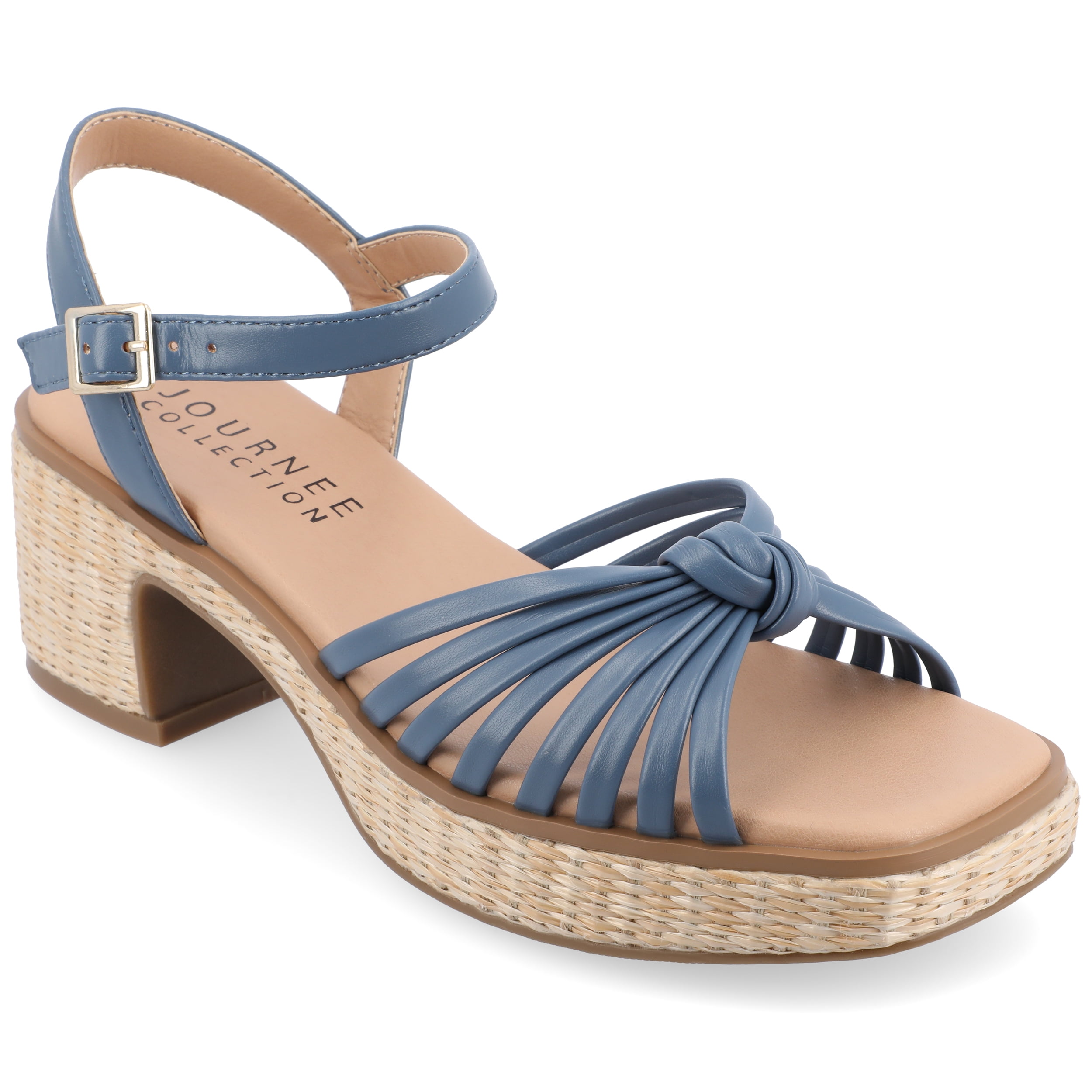 Journee Womens Hally Raffia Outsole Platform Dress Sandals - Walmart.com