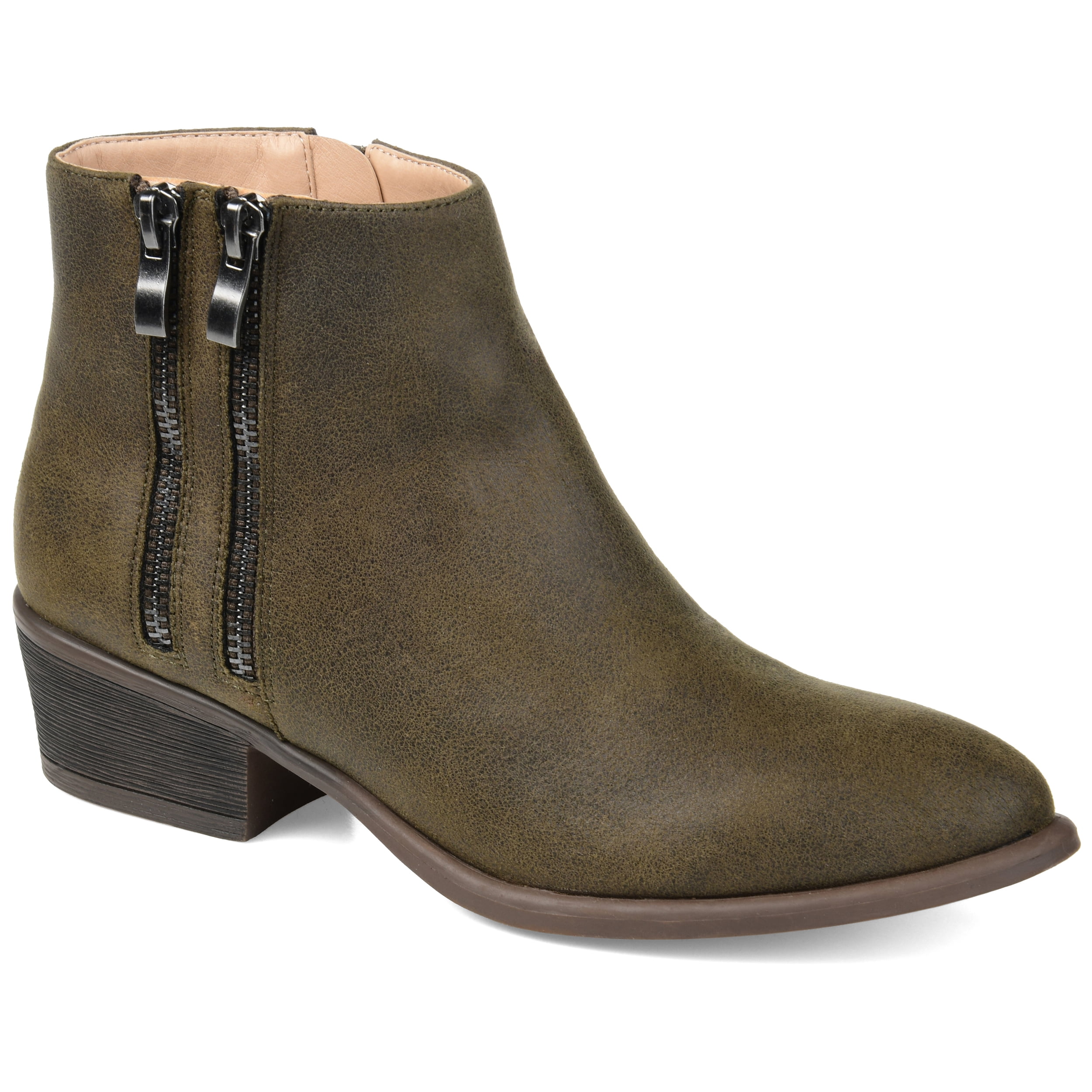 Journee Womens Jayda Inside Zip Stacked Heel Booties - Walmart.com