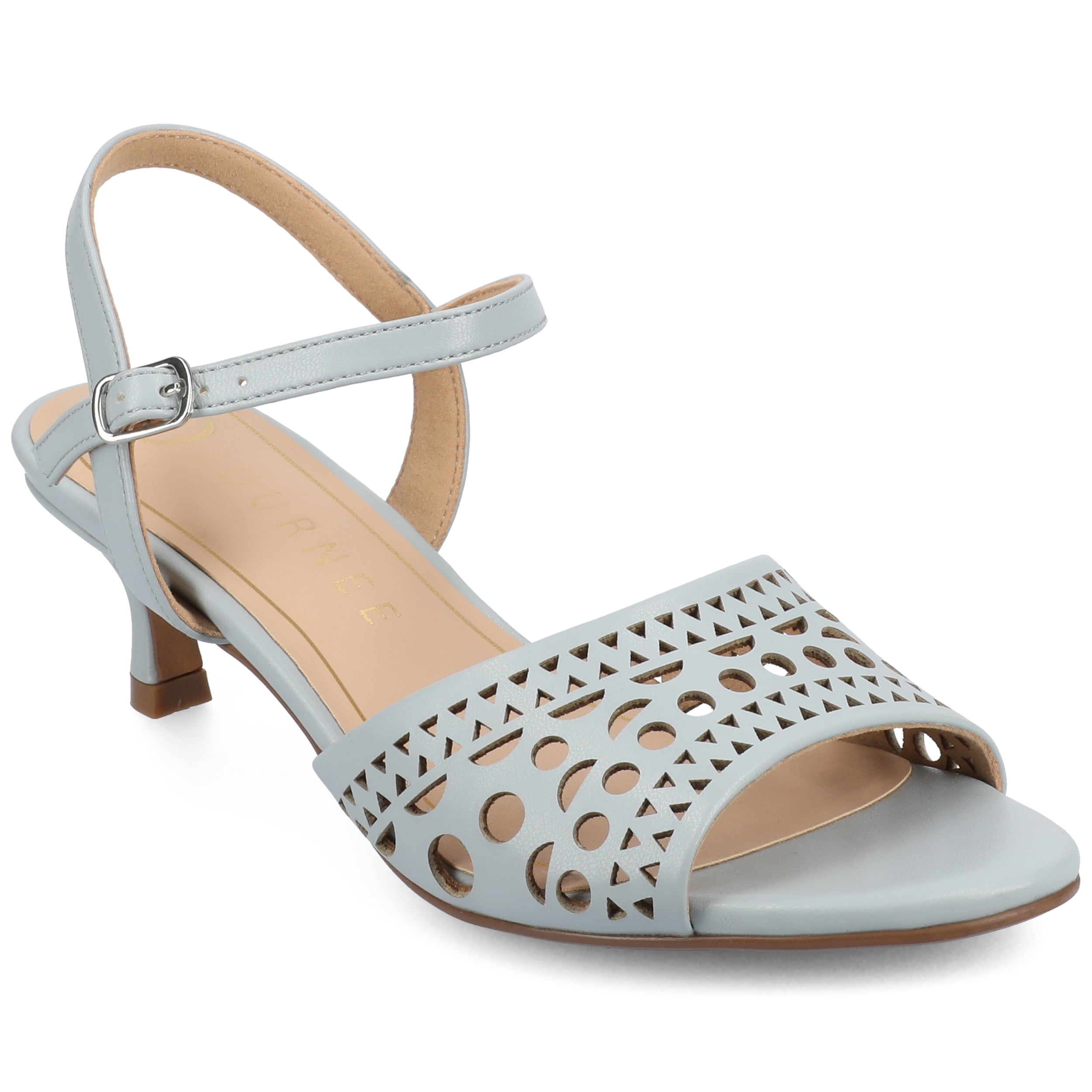 Journee Womens Jessly Cut Out Design Ankle Strap Kitten Heel Dress Sandals - Walmart.com