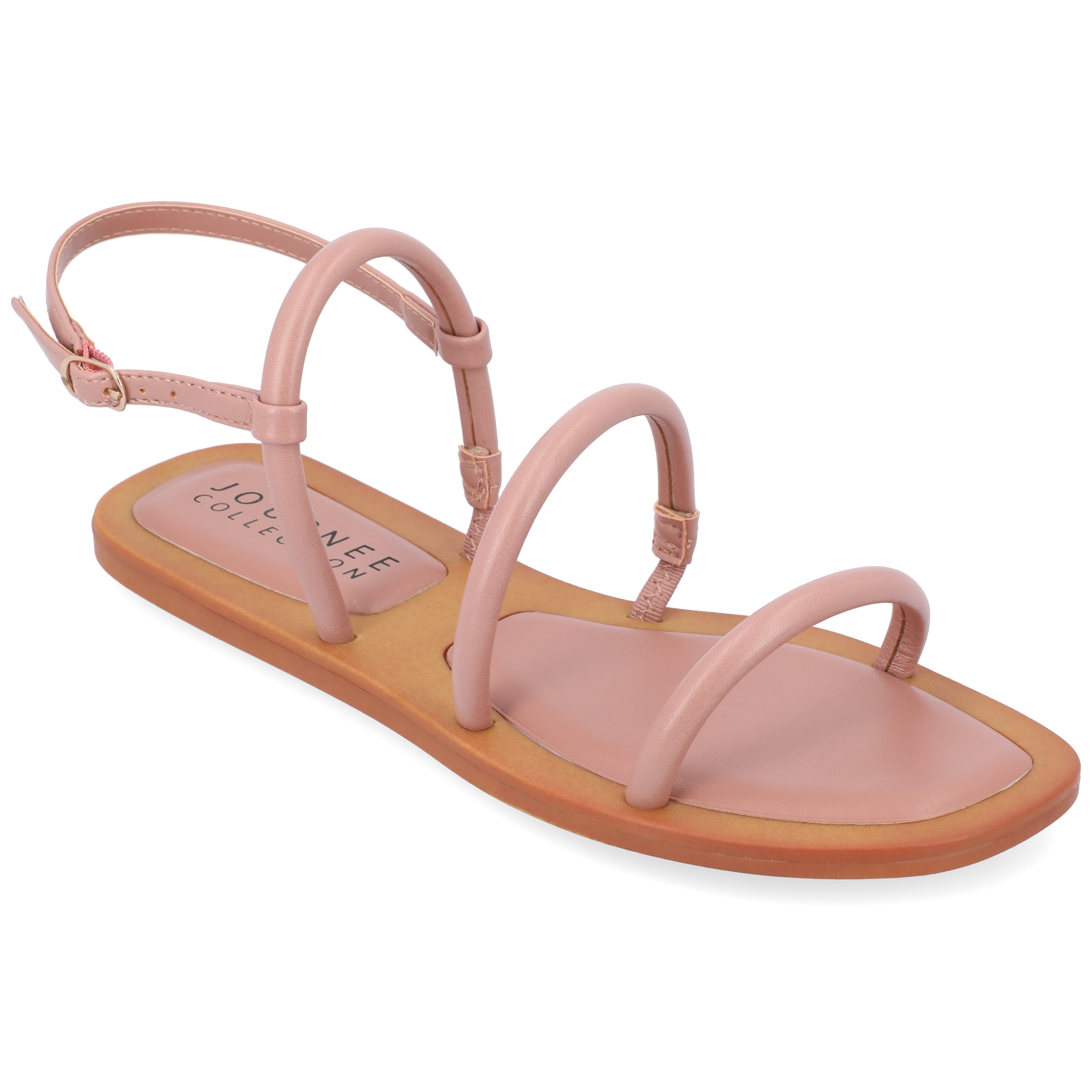 Journee Womens Karrio Buckle Sling Back Flat Sandals - Walmart.com