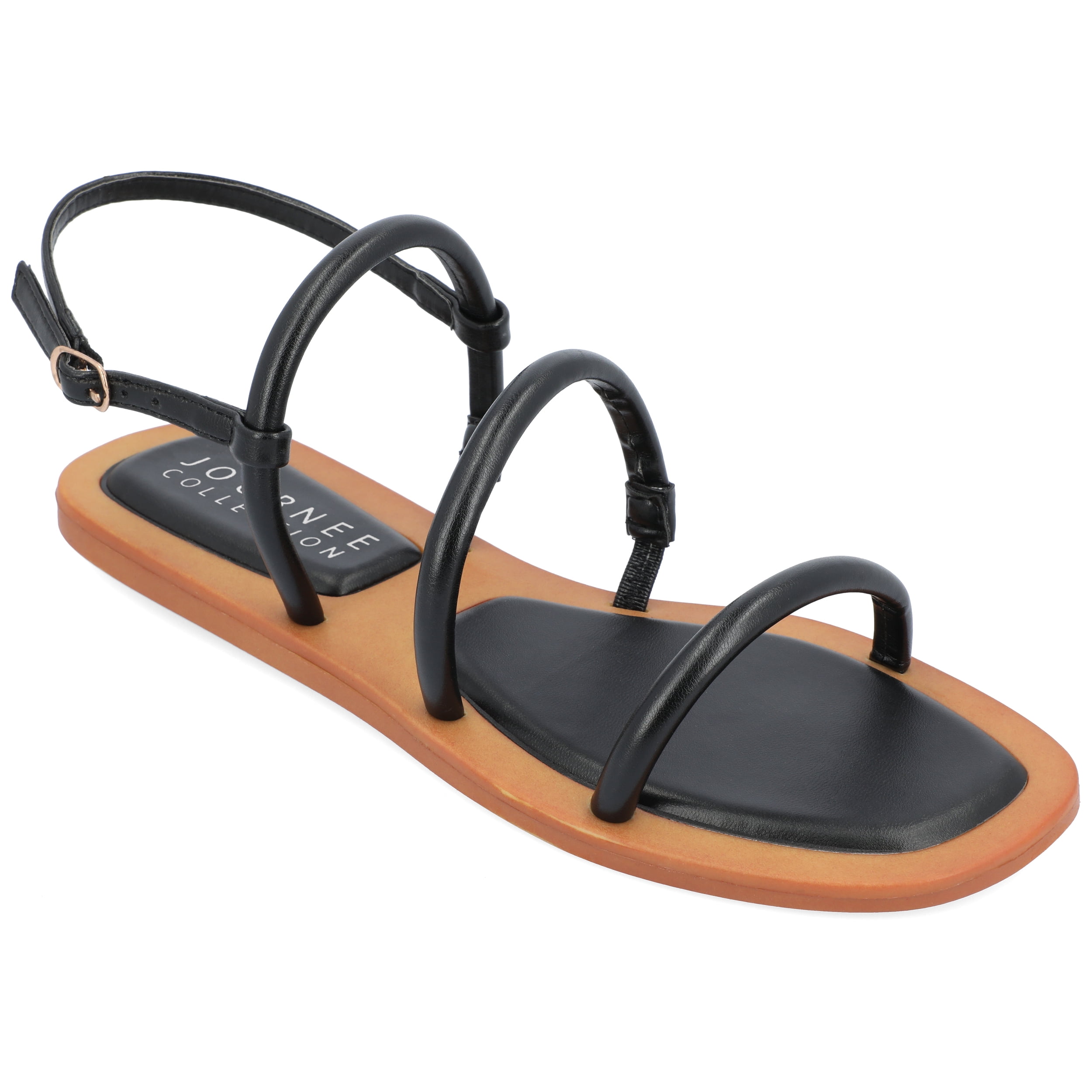 Journee Womens Karrio Buckle Sling Back Flat Sandals - Walmart.com