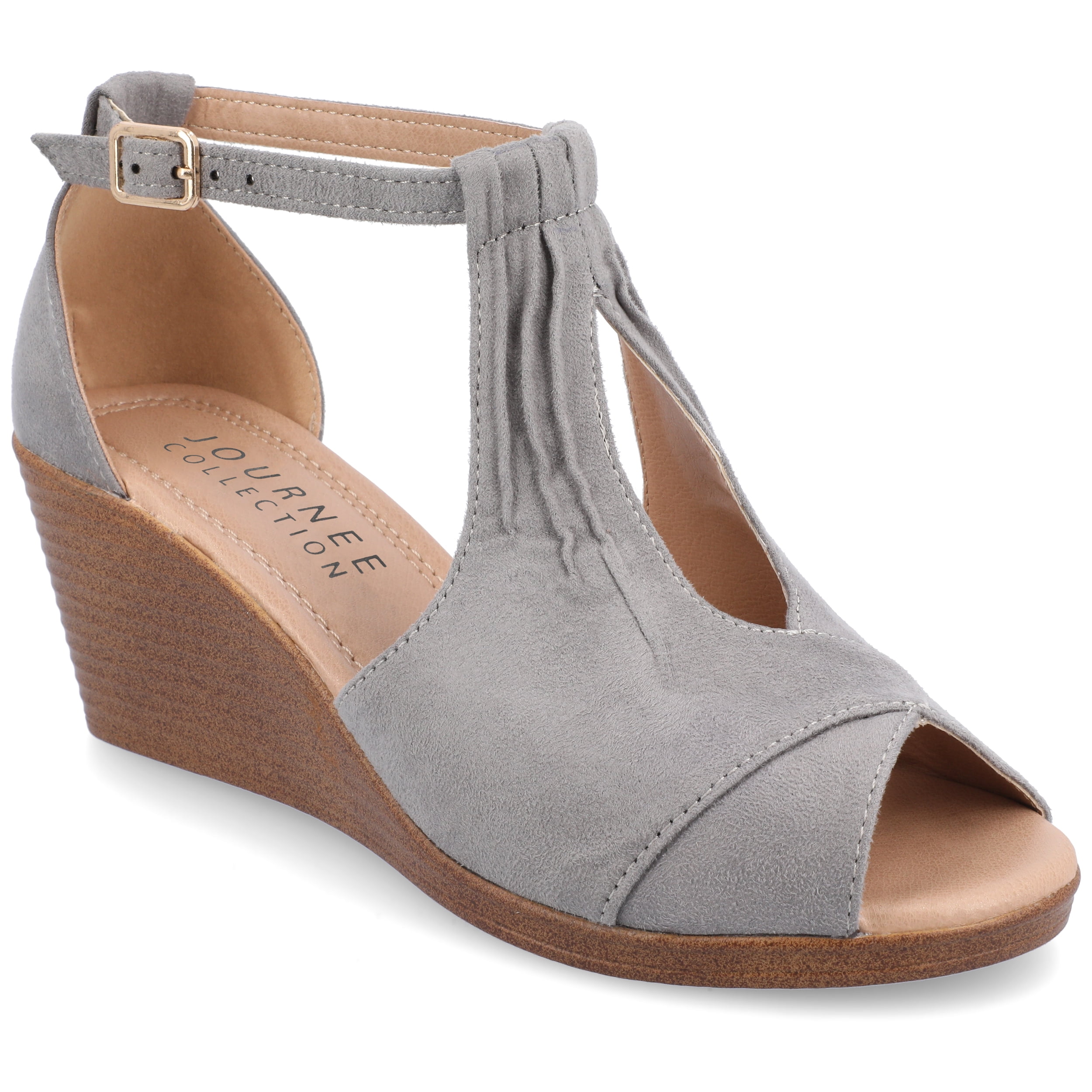 Journee Womens Kedzie Narrow Width Peep Toe Wedge Sandals - Walmart.com