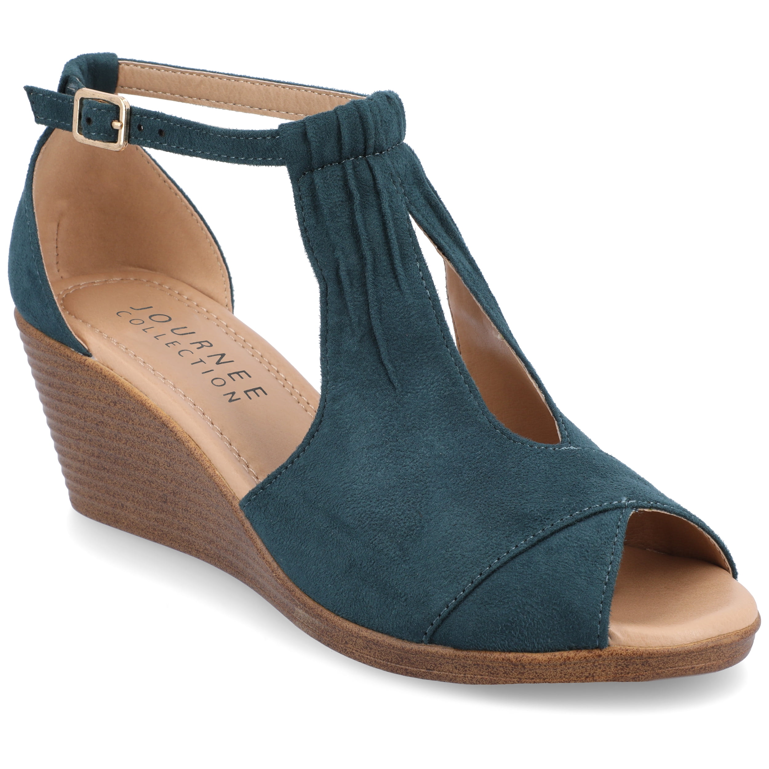Journee Womens Kedzie Narrow Width Peep Toe Wedge Sandals - Walmart.com