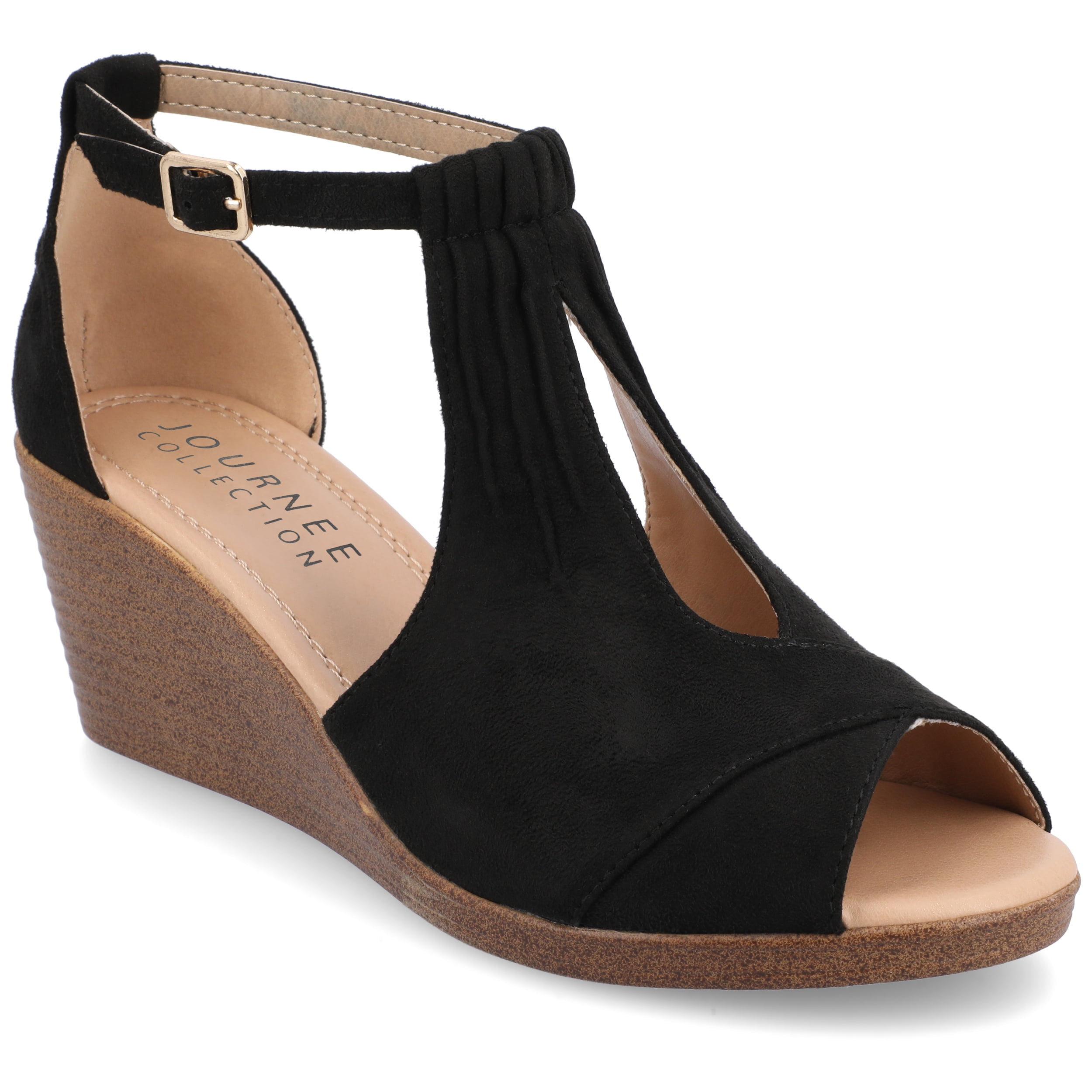 Journee Womens Kedzie Narrow Width Peep Toe Wedge Sandals - Walmart.com