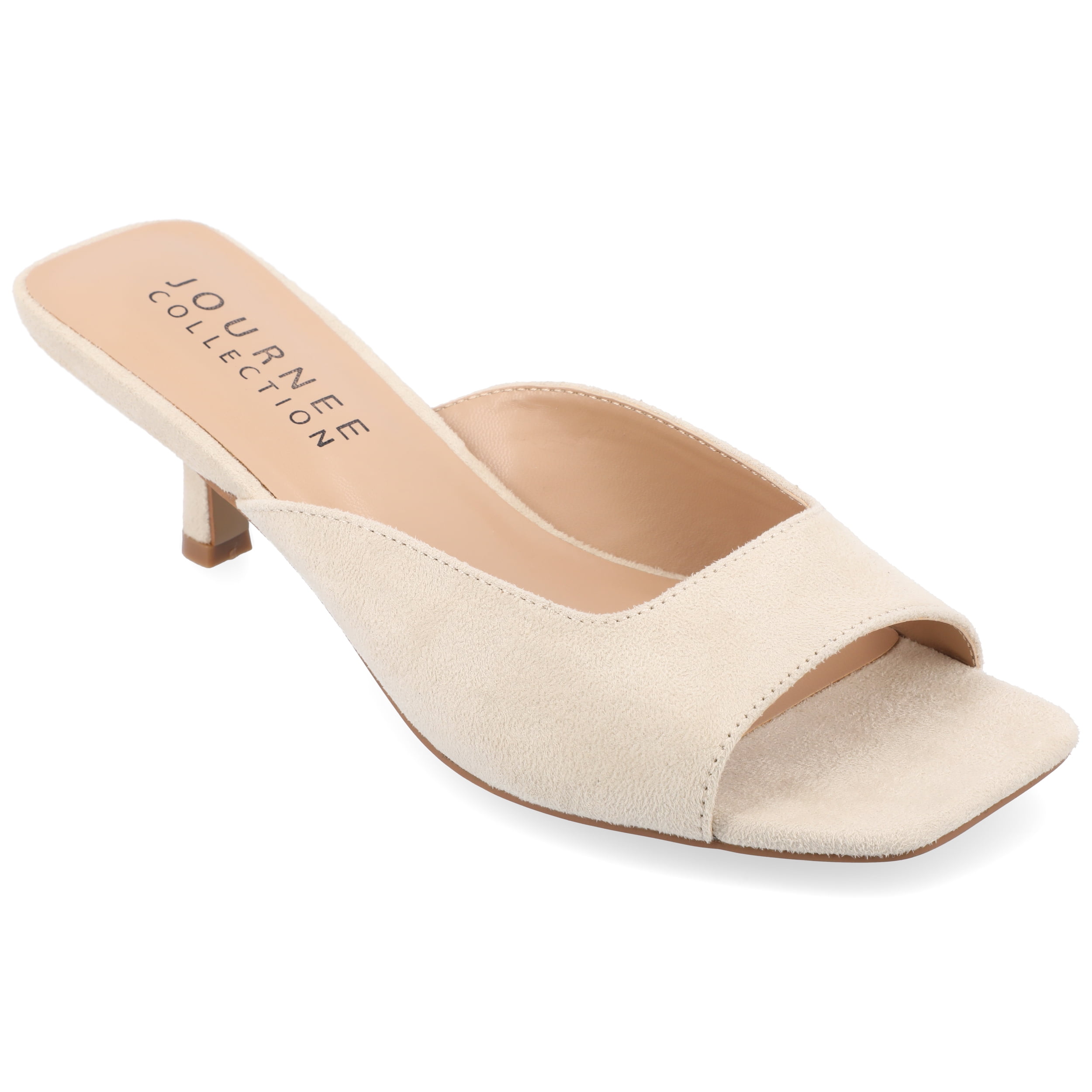 Journee Collection Womens Faux Suede Retro Slip-On Kitten Heel Open Toe ...