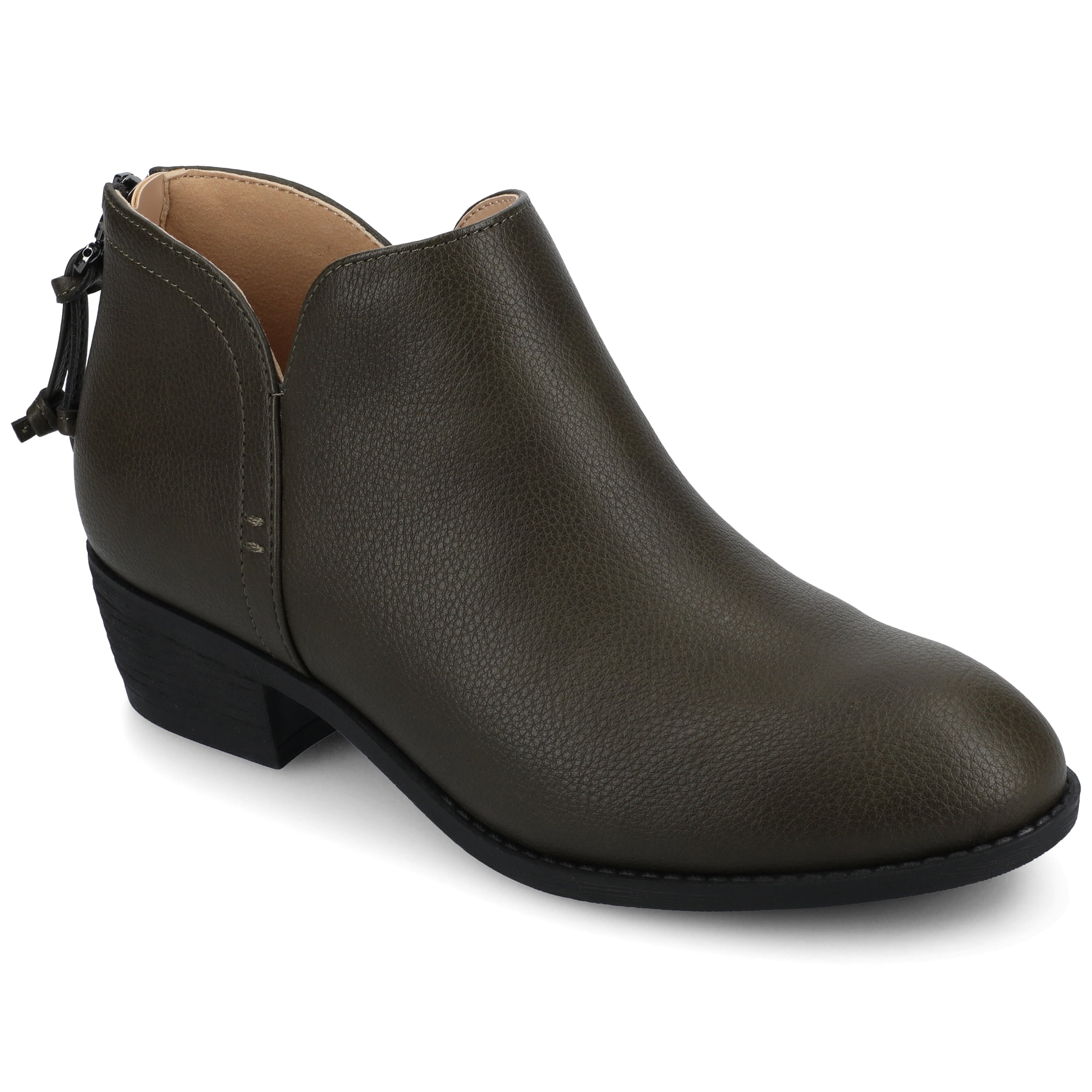 Journee Womens Livvy Back Heel Zip Stacked Heel Booties, Widths ...