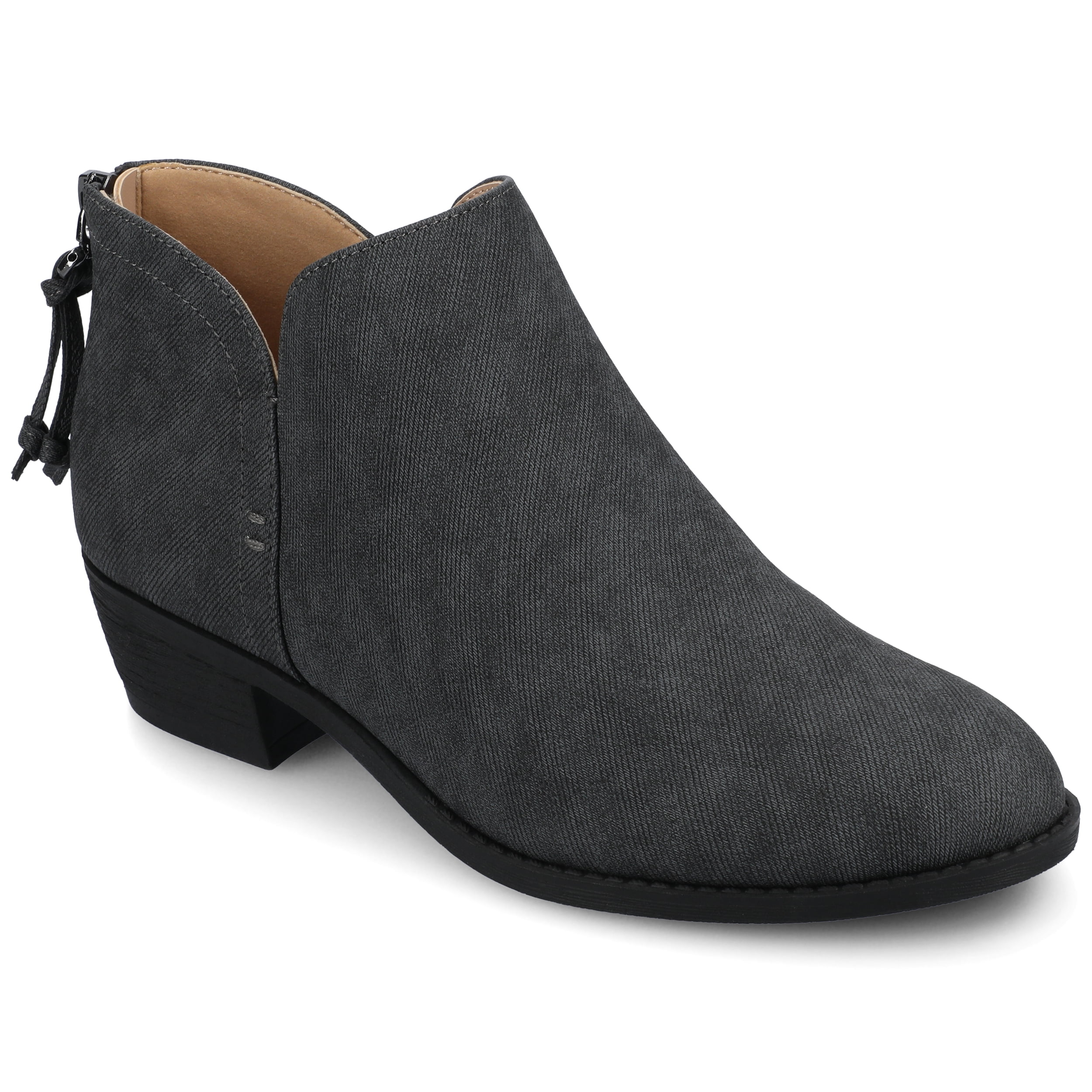 Journee Womens Livvy Back Heel Zip Stacked Heel Booties, Widths ...