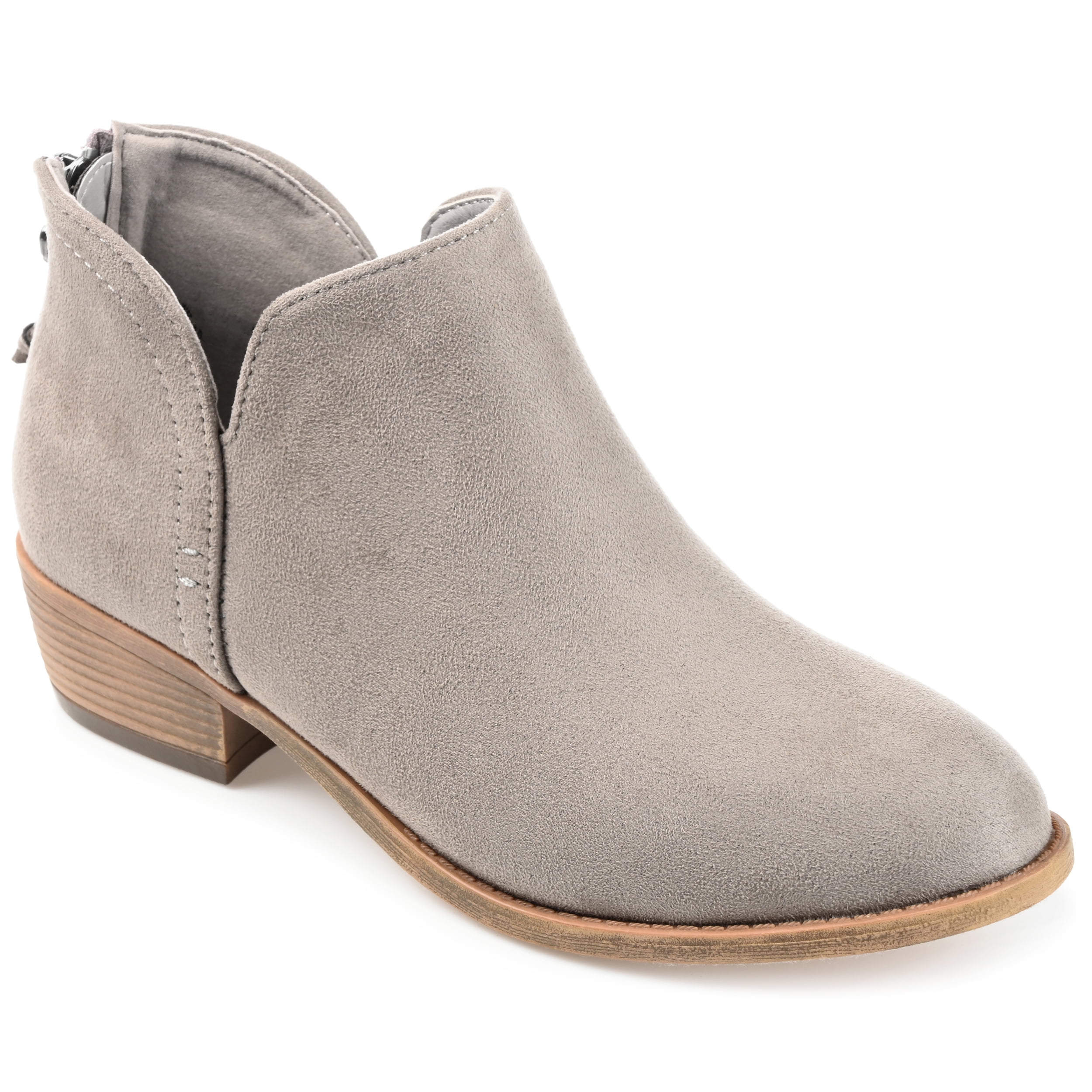 Journee Women's Livvy Ankle Booties with Back Zipper and Stacked Heel ...