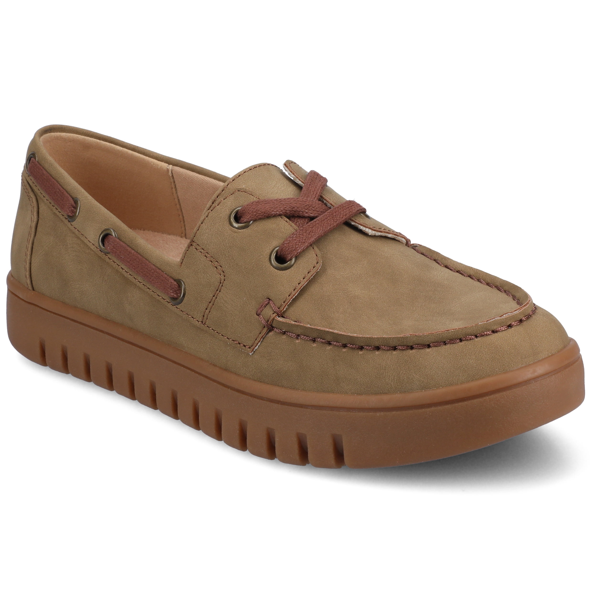 Journee Womens Marion Round Toe Flexible Comfort Boat Shoe Loafer ...