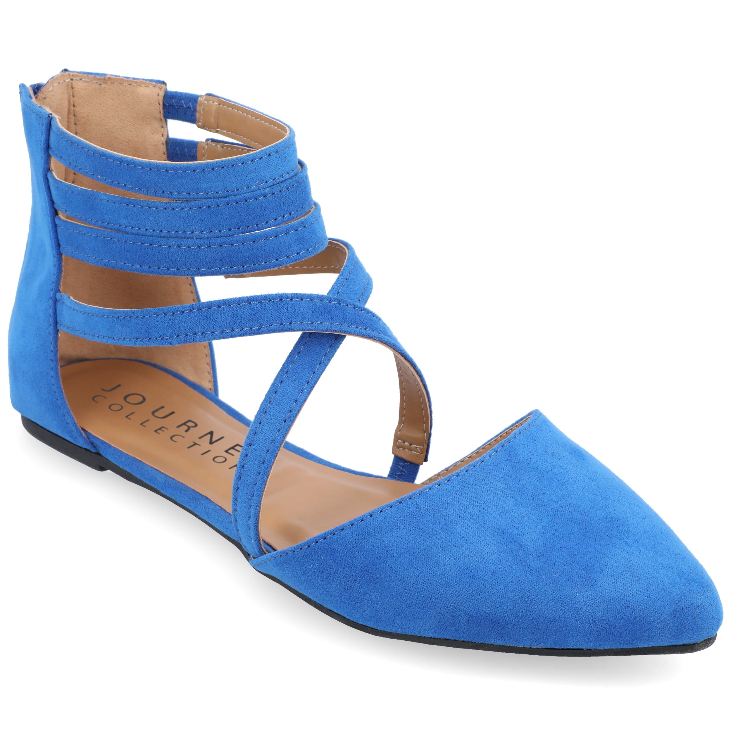 Journee Womens Marlee Back Heel Zip Pointed Toe Cage Flats - Walmart.com
