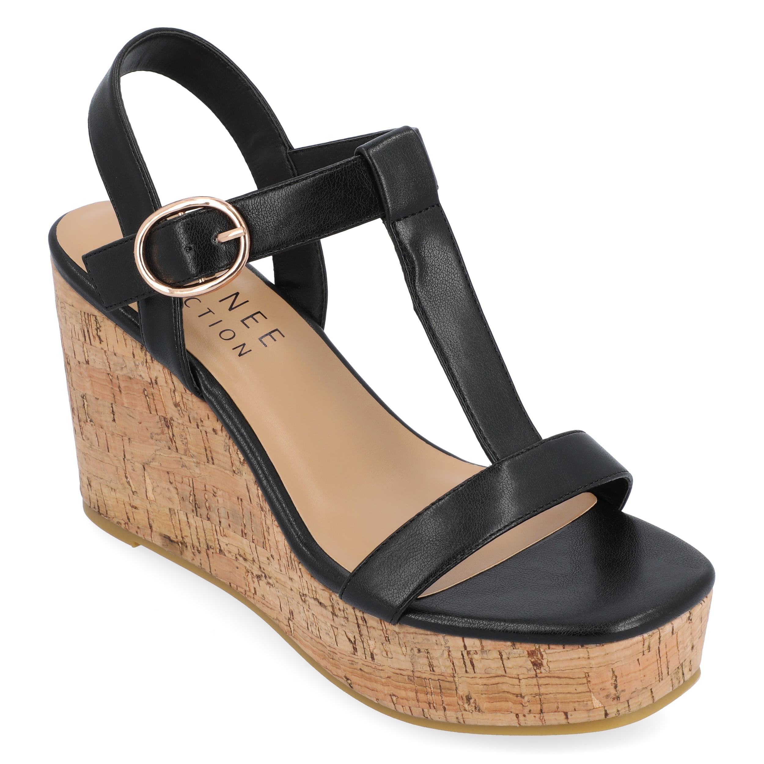 Journee Womens Matildaa Buckle Platform Wedge Sandals - Walmart.com