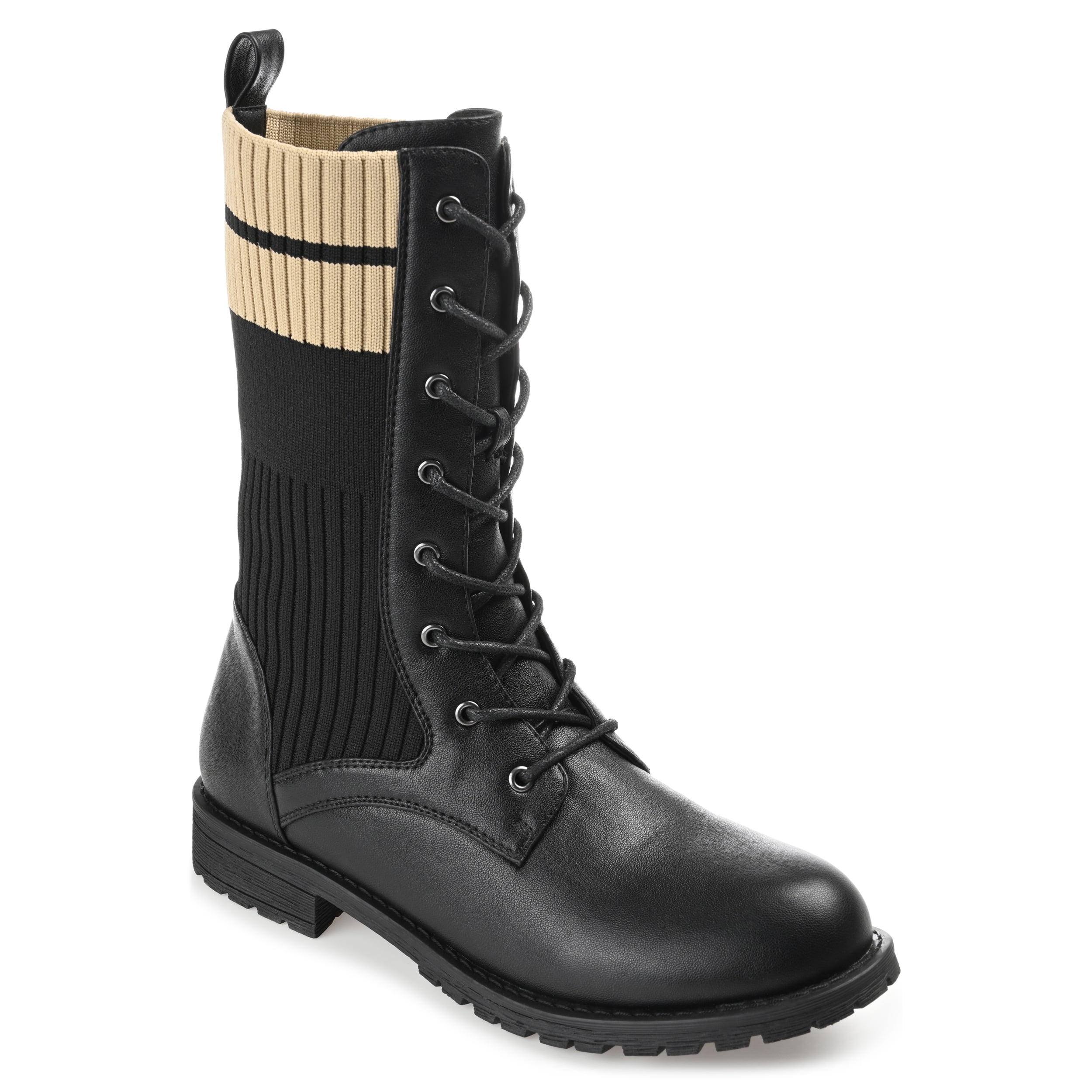 Journee Womens Melei Round Toe Block Heel Combat Booties - Walmart.com
