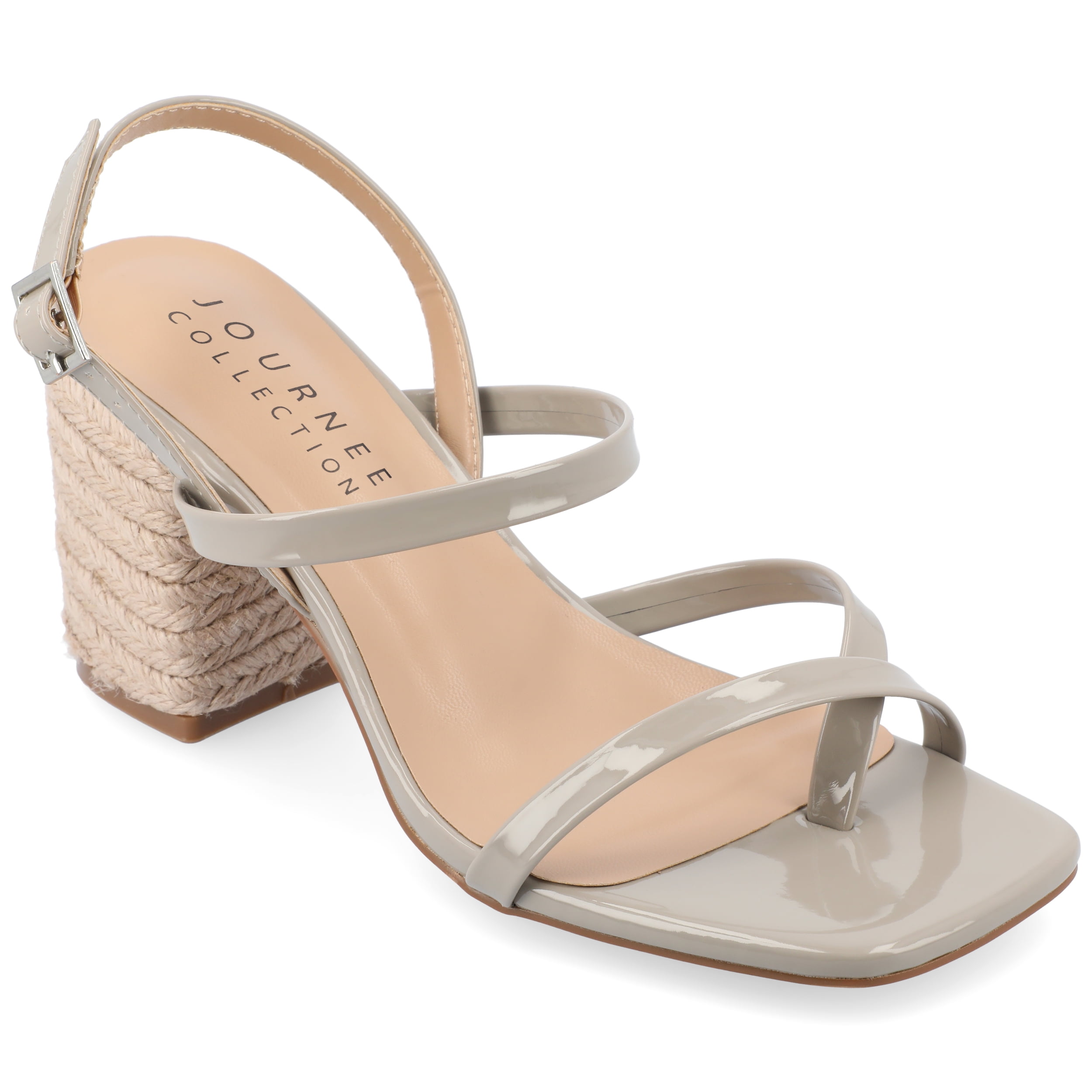 Journee Womens Olivina Jute Covered Block Heel Dress Sandals - Walmart.com