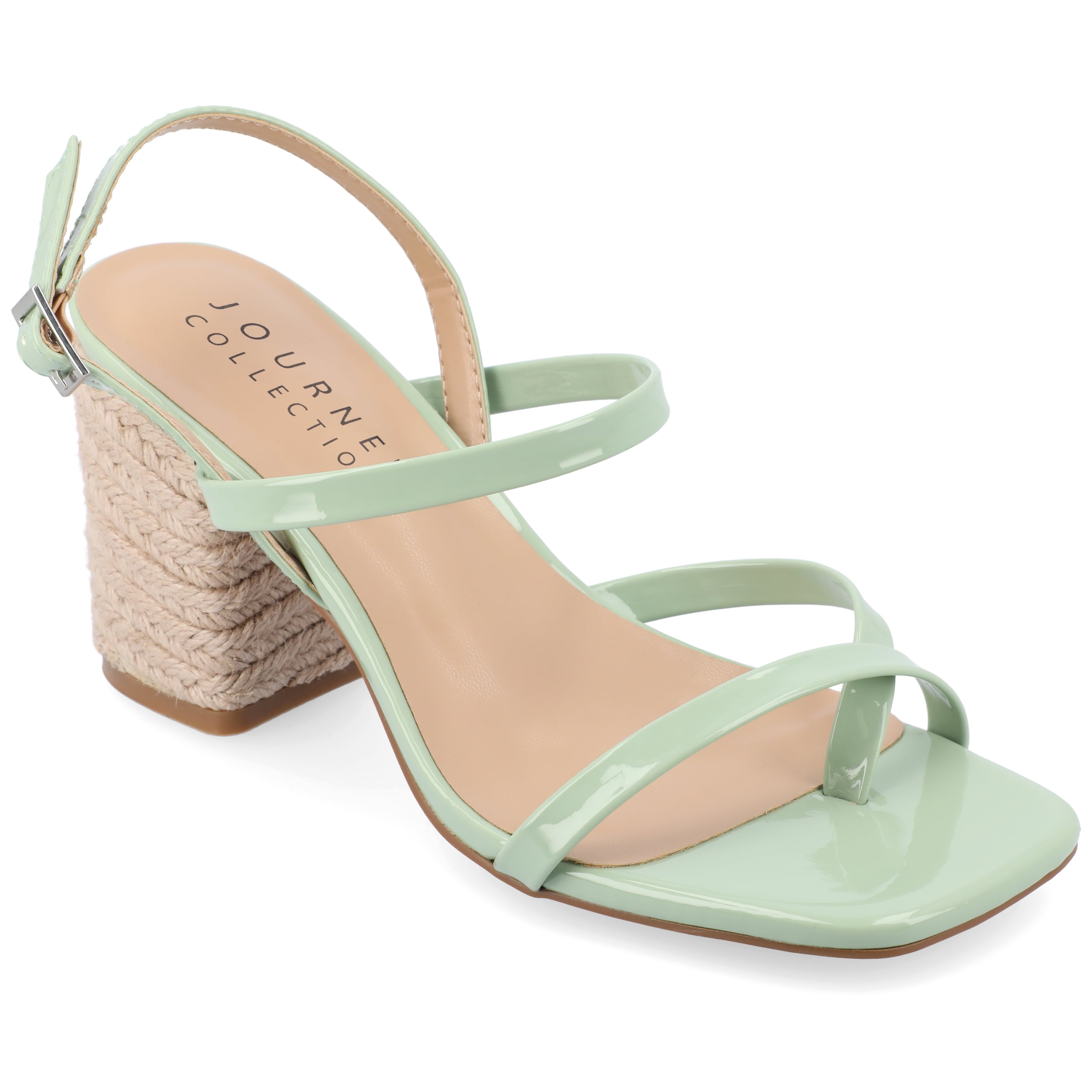 Journee Womens Olivina Jute Covered Block Heel Dress Sandals - Walmart.com