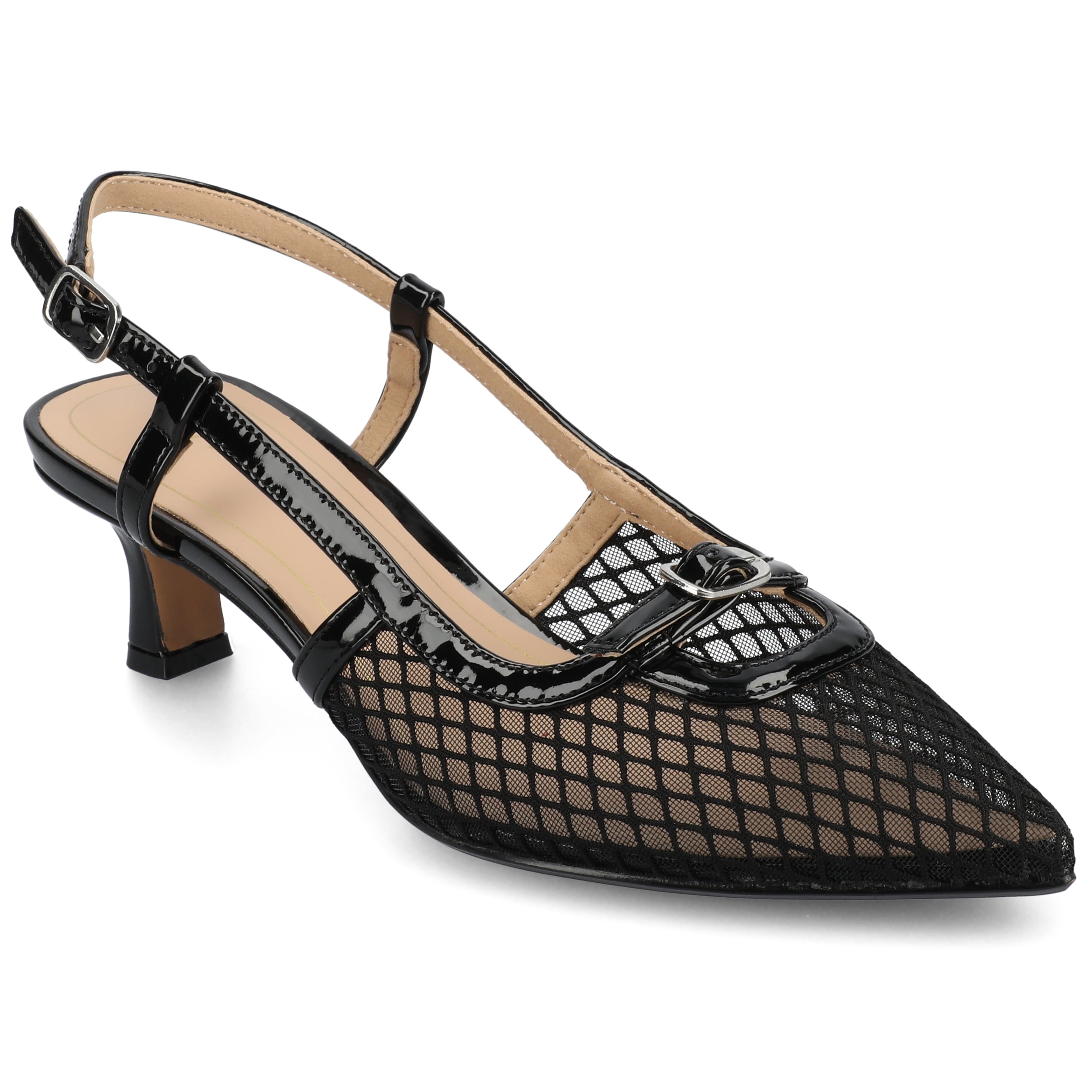 Journee Womens Padma Sling Back Pointed Toe Kitten Heel Pumps, Widths ...