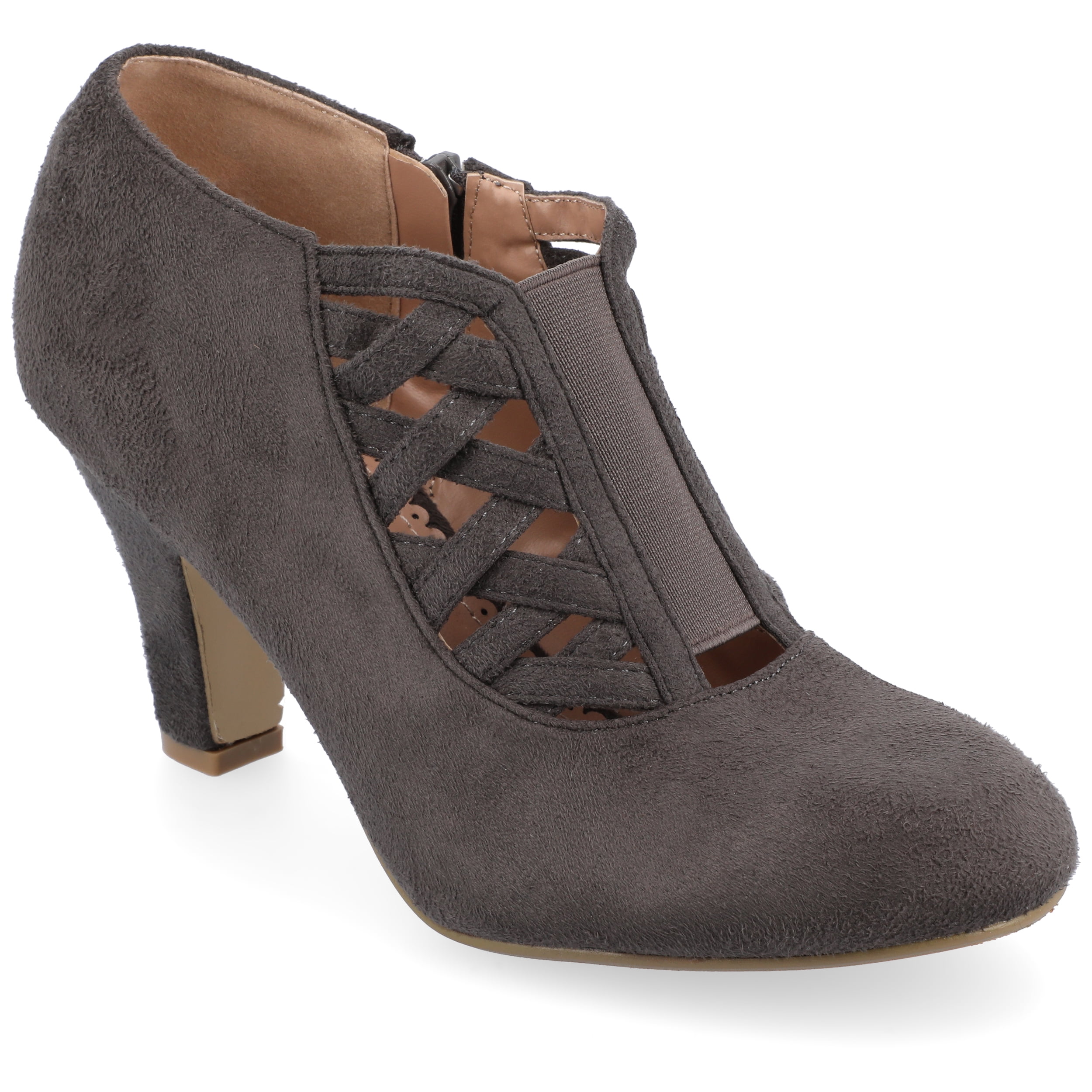 Journee Womens Piper Inside Zip Block Heel Booties - Walmart.com