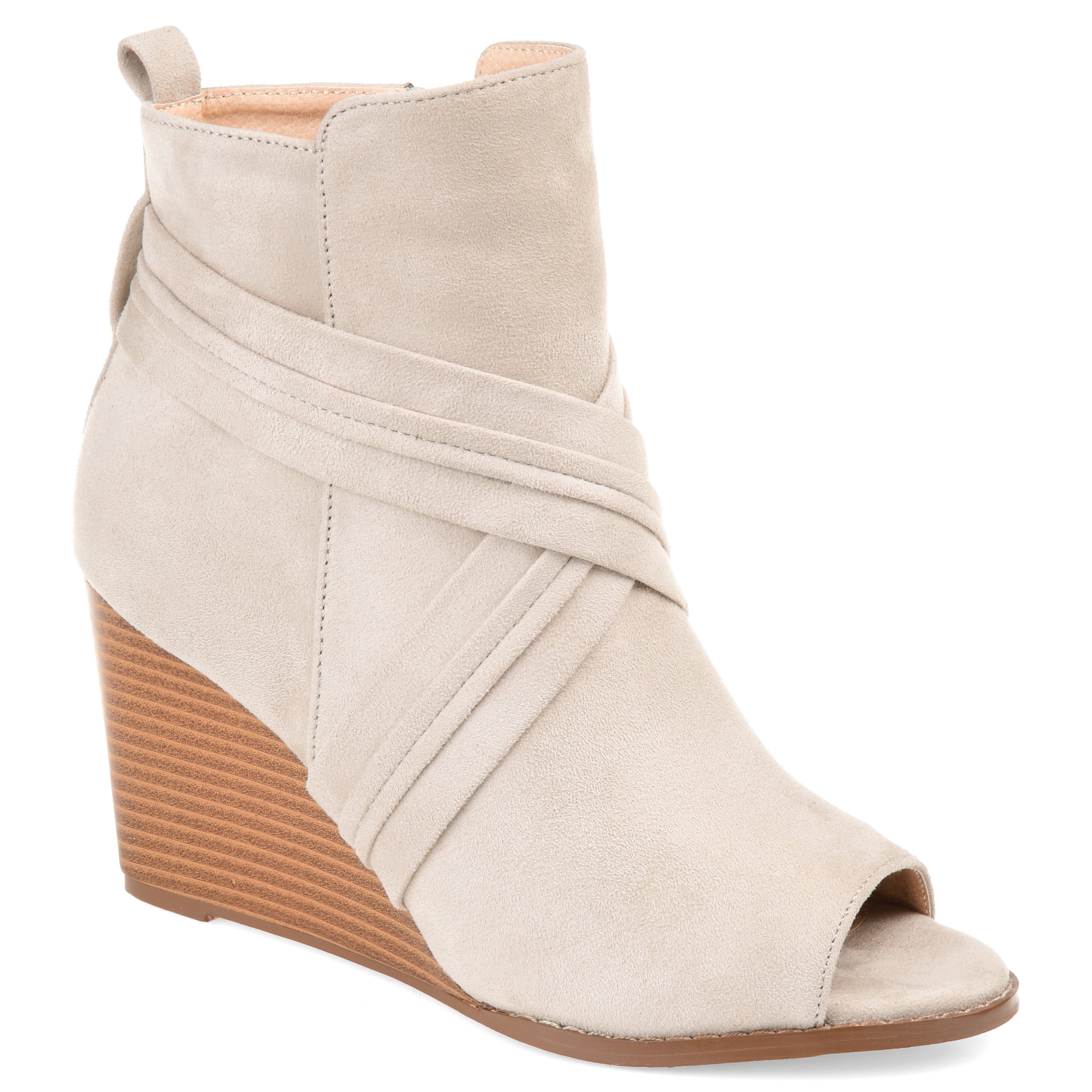 Journee Womens Sabeena Inside Zip Open Toe Wedge Booties - Walmart.com