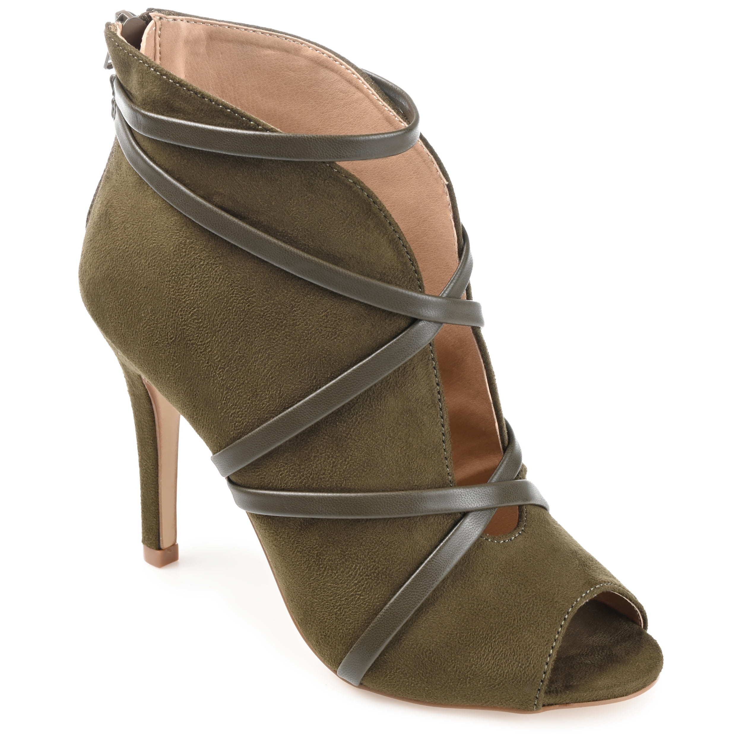 Journee Womens Samara Back Heel Zip Peep Toe Stiletto Booties, Widths ...
