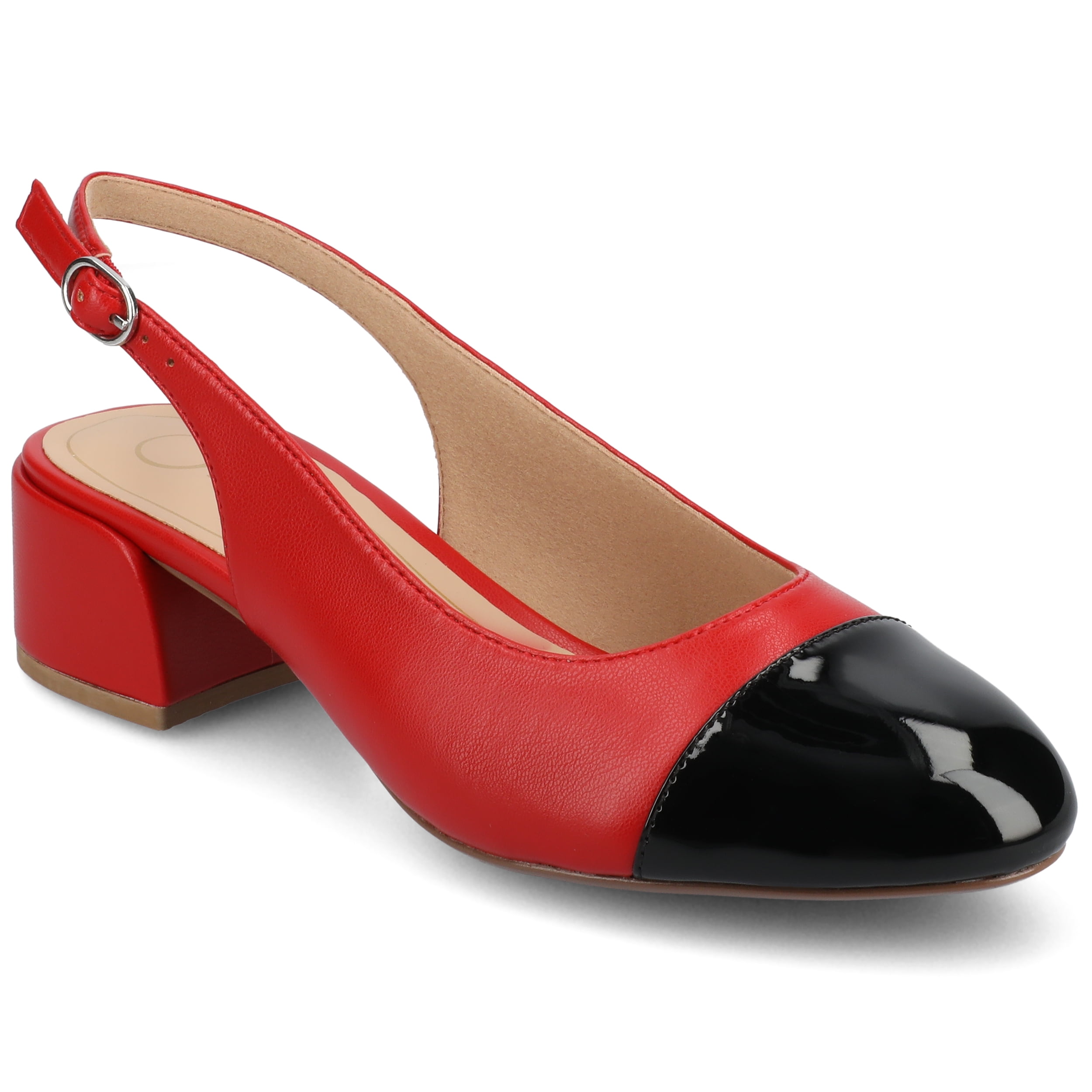 Journee Womens Sammie Sling Back Cap Toe Block Heel Pumps, Widths ...