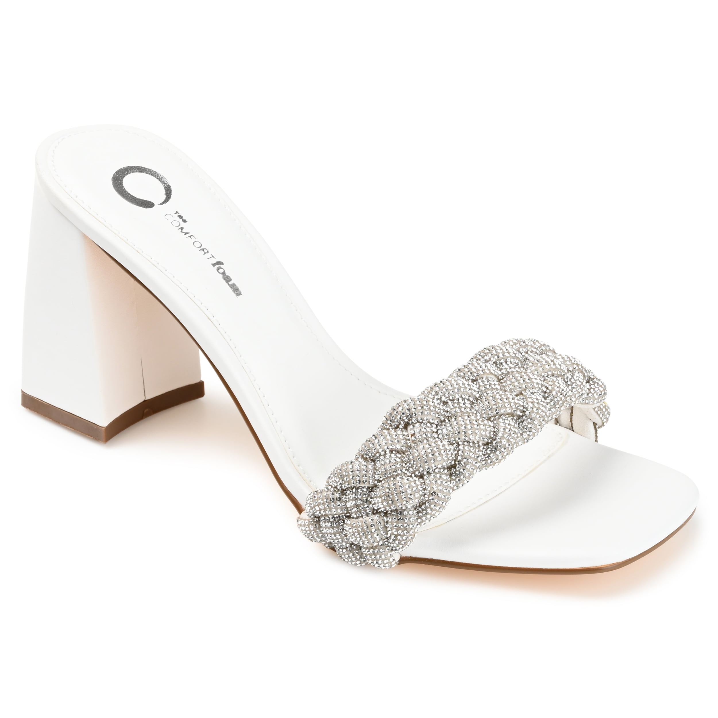 Journee Womens Sashaa Woven Rhinestone Detail Block Heel Sandals ...