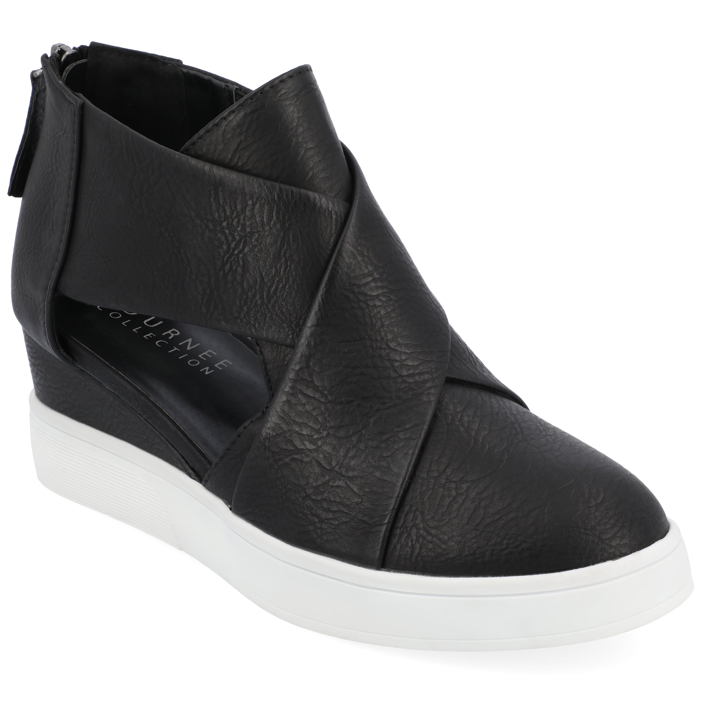 Journee Womens Seena Round Toe Back Heel Zip Wedge Sneakers - Walmart.com