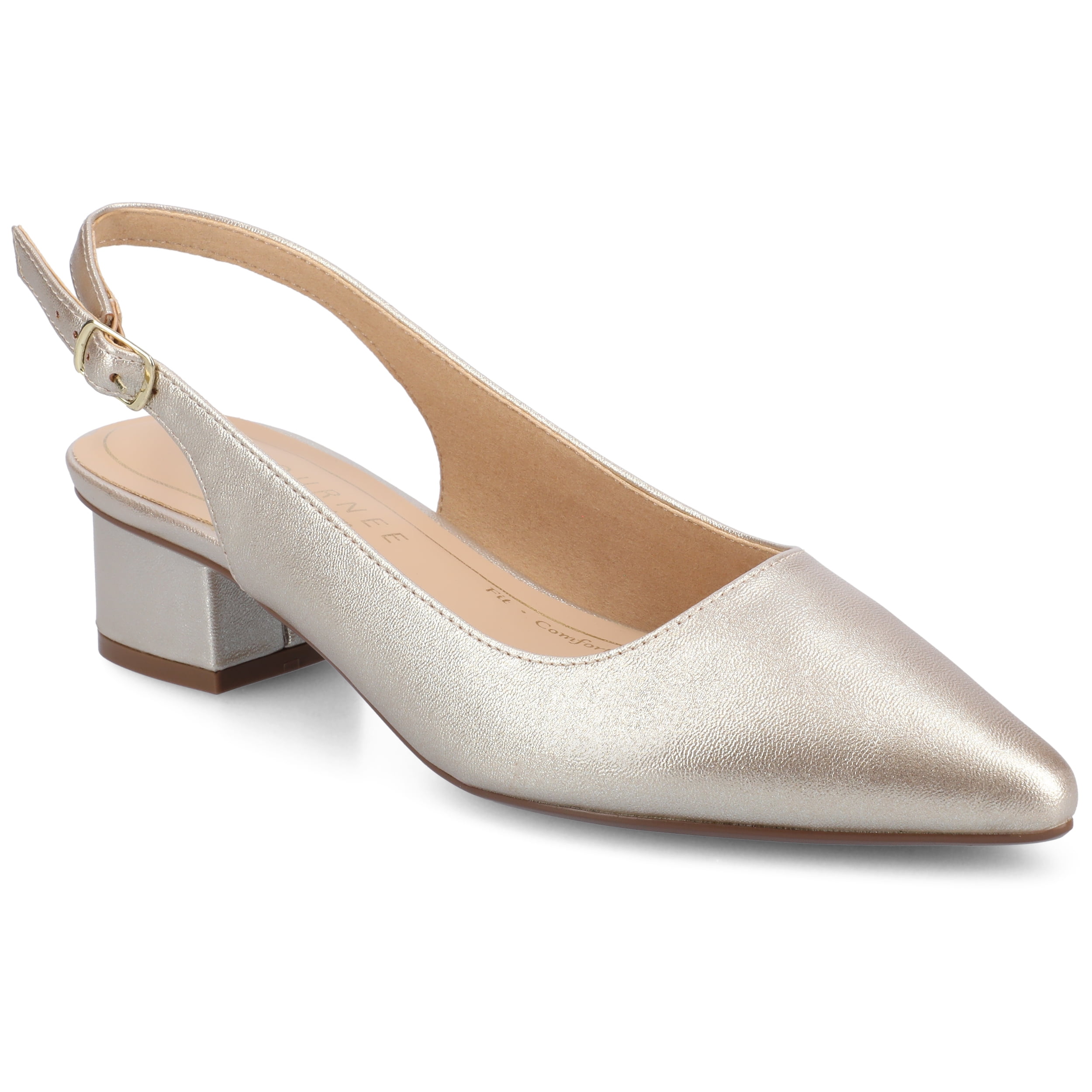 Journee Womens Sylvia Medium and Wide Width Sling Back Covered Block ...