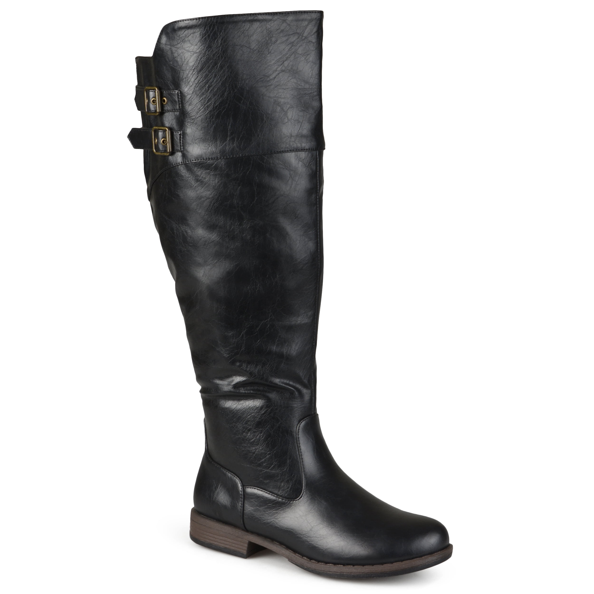 Journee Womens Tori Extra Wide Calf Stacked Heel Riding Boots - Walmart.com