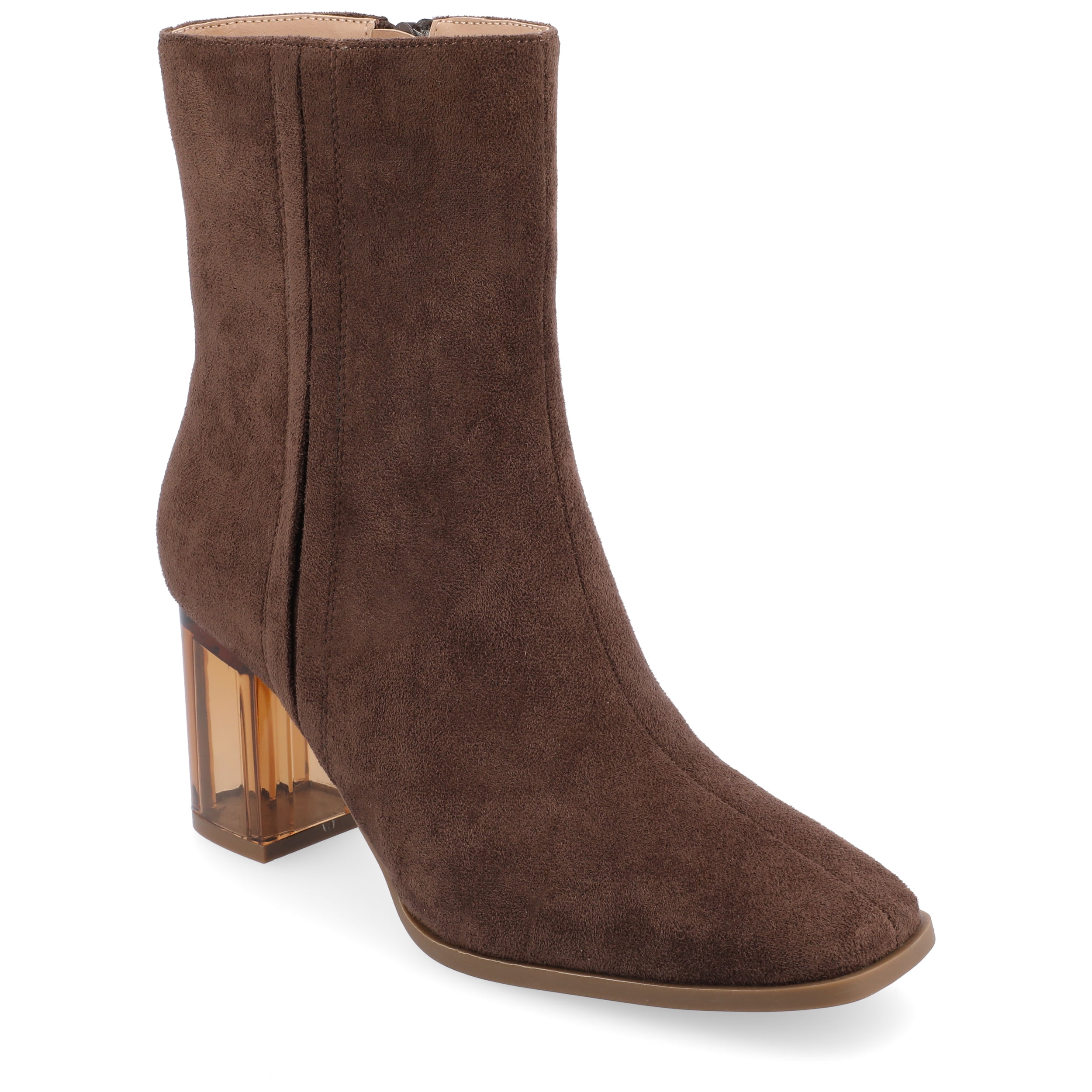 Journee Womens Clearie Transparent Block Heel Square Toe Booties ...