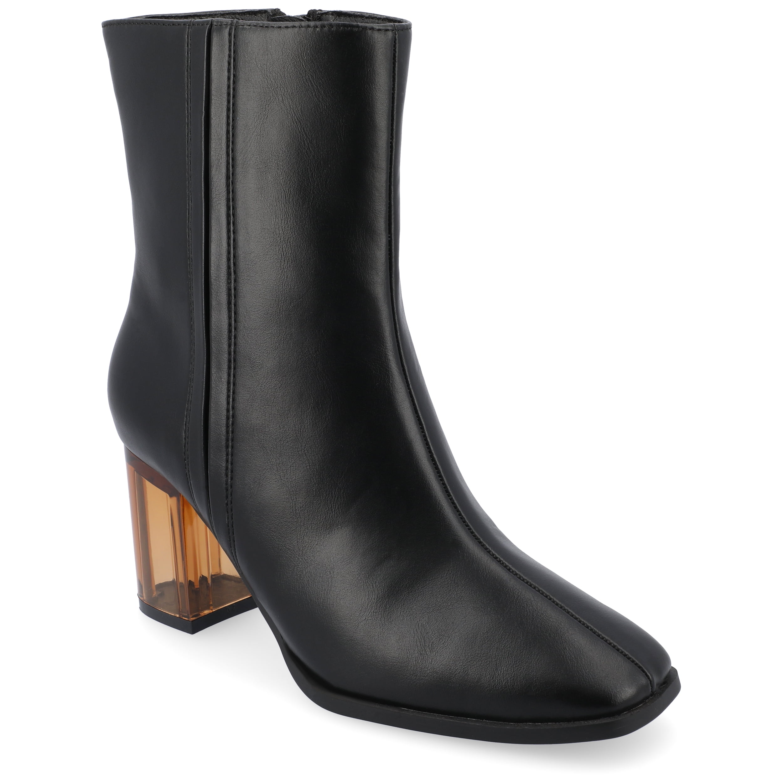 Journee Womens Clearie Transparent Block Heel Square Toe Booties ...