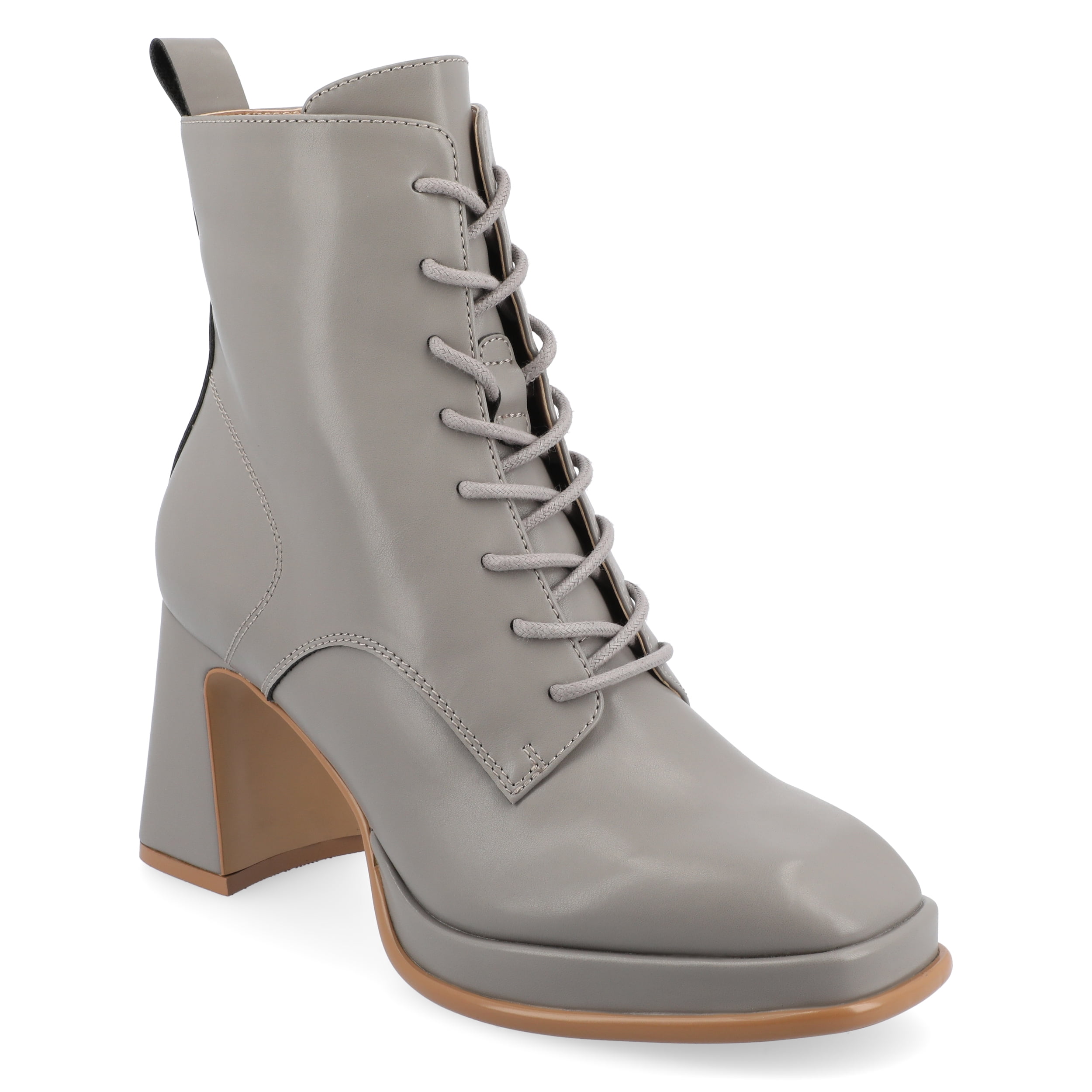 Journee Womens Kalindi Lace Up and Zip Entry Square Toe Booties, Widths ...