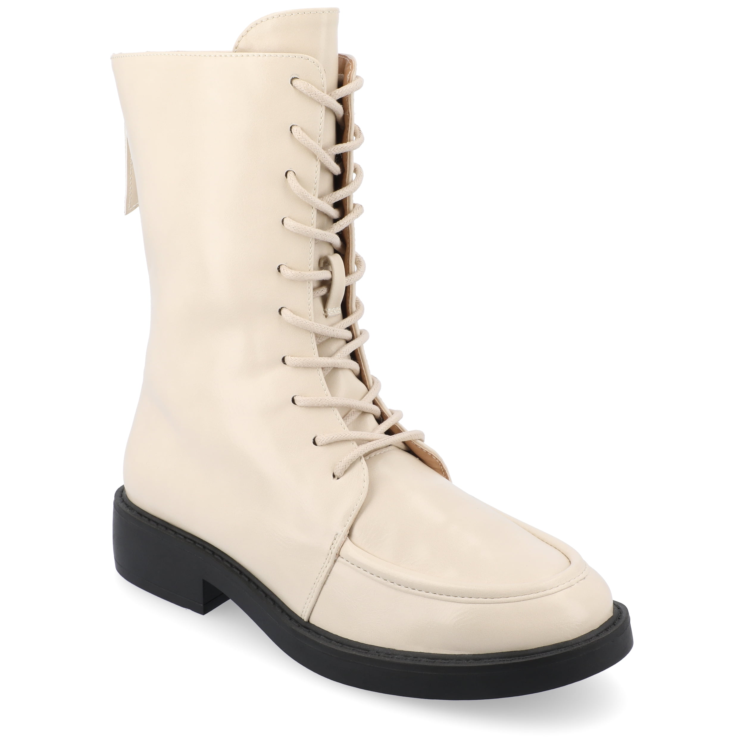 Journee Womens Nikks Lace Up and Zip Entry Almond Toe Booties - Walmart.com
