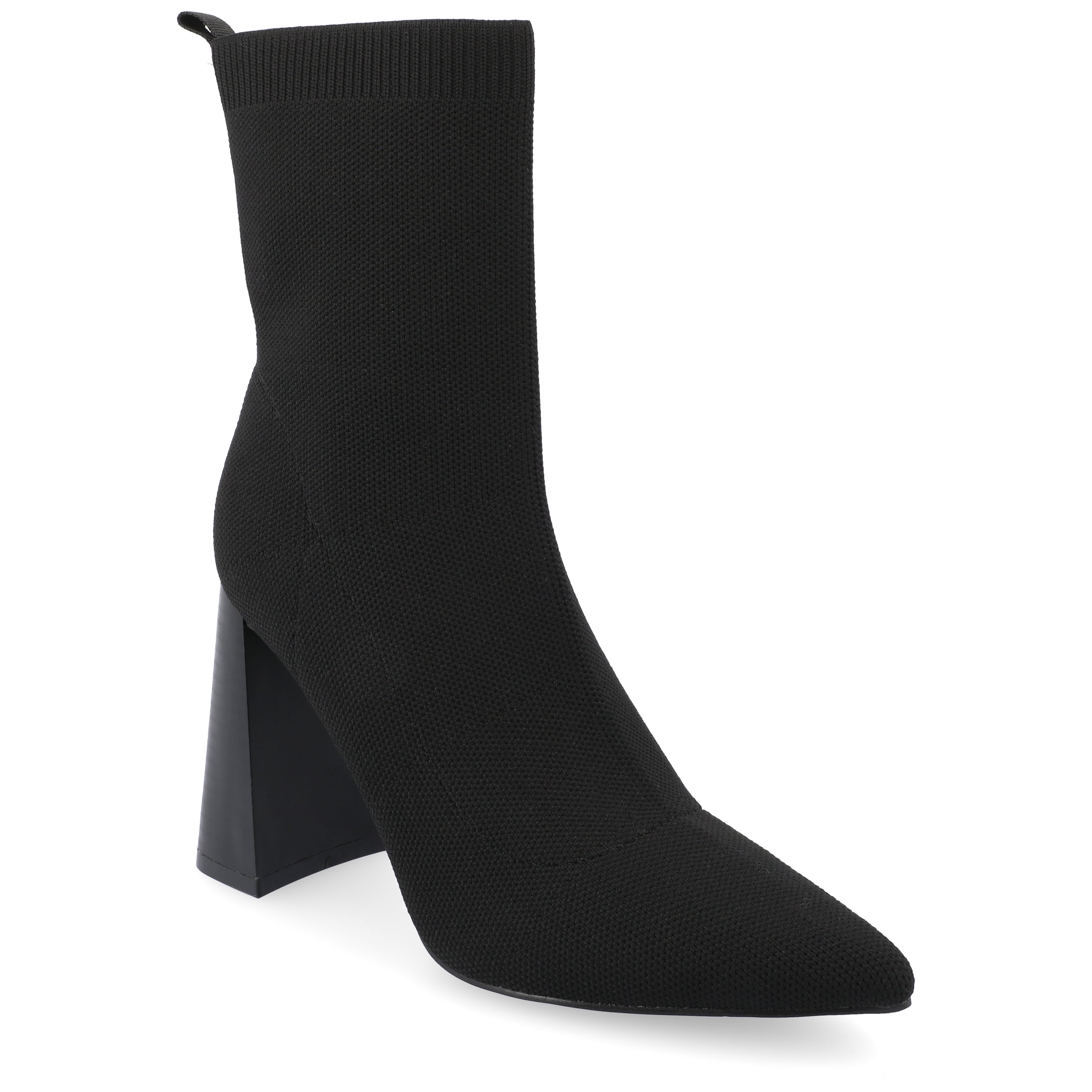 Journee Womens Noralinn Tapered Stacked Block Heel Knit Booties, Widths ...