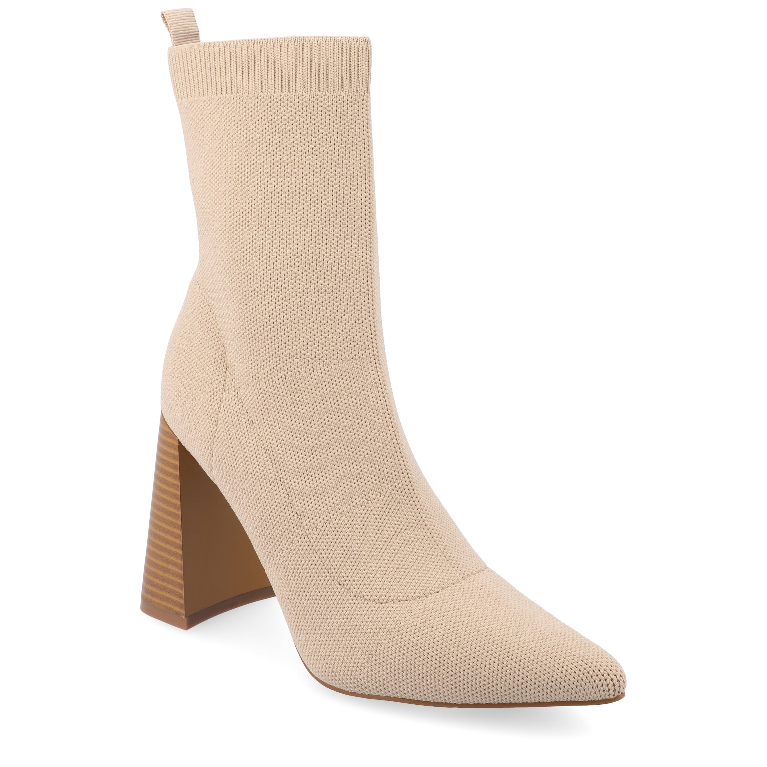 Journee Womens Noralinn Tapered Stacked Block Heel Knit Booties, Widths ...