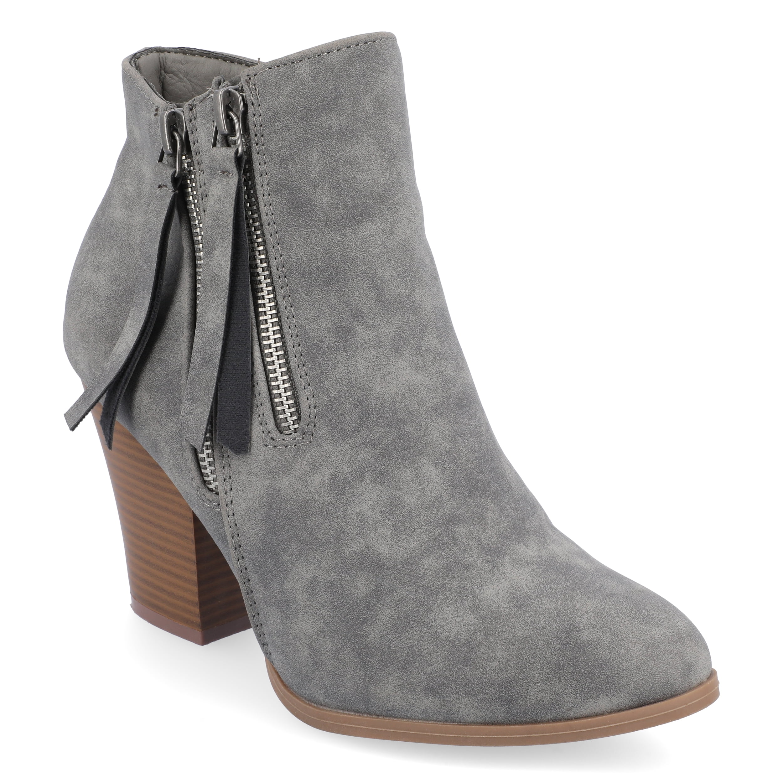 Journee Womens Vally Inside Zip Stacked Heel Booties - Walmart.com