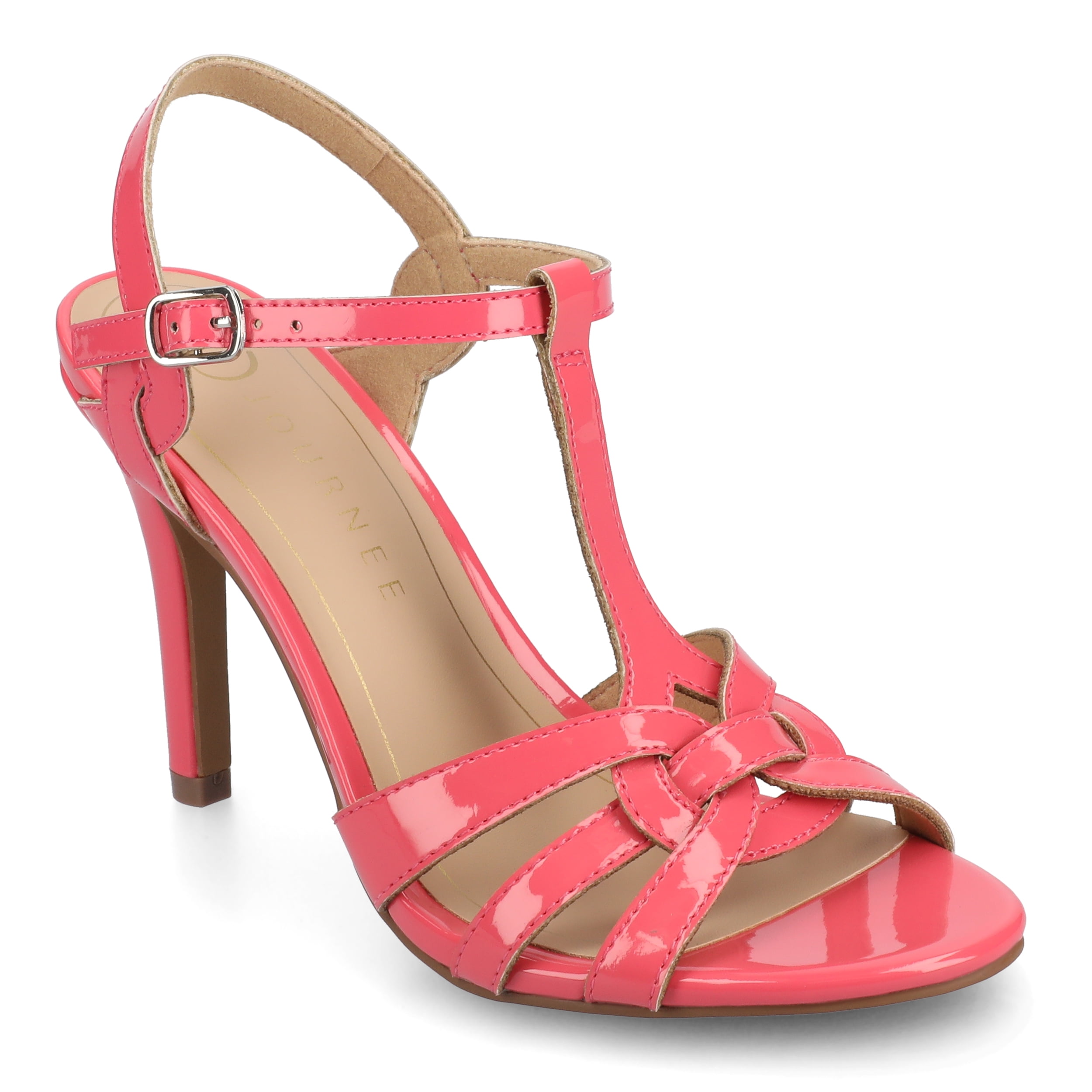 Journee Womens Valry Woven T-Strap Stiletto Dress Sandals, Widths ...