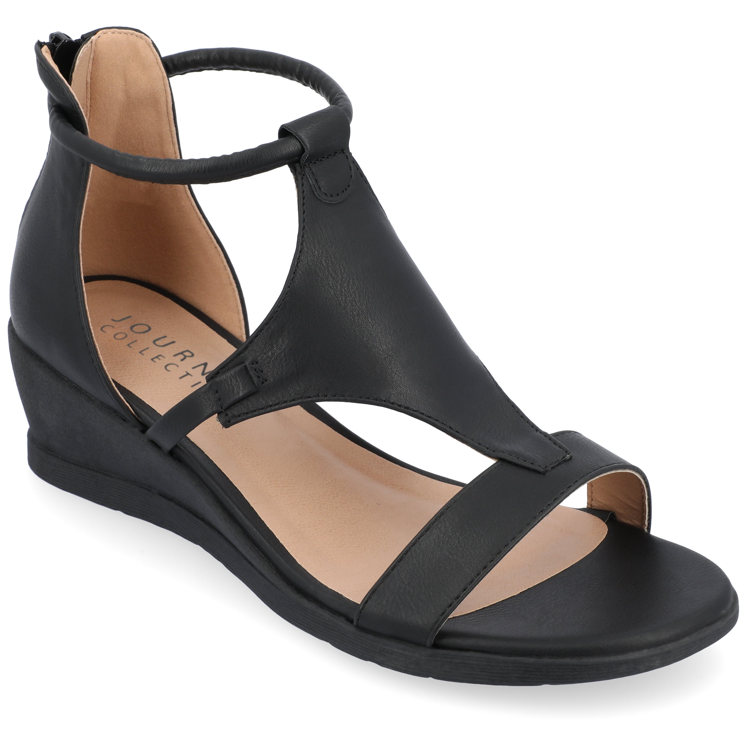 Journee Womens Trayle Wedge Back Heel Zip Sandals, Widths Available ...