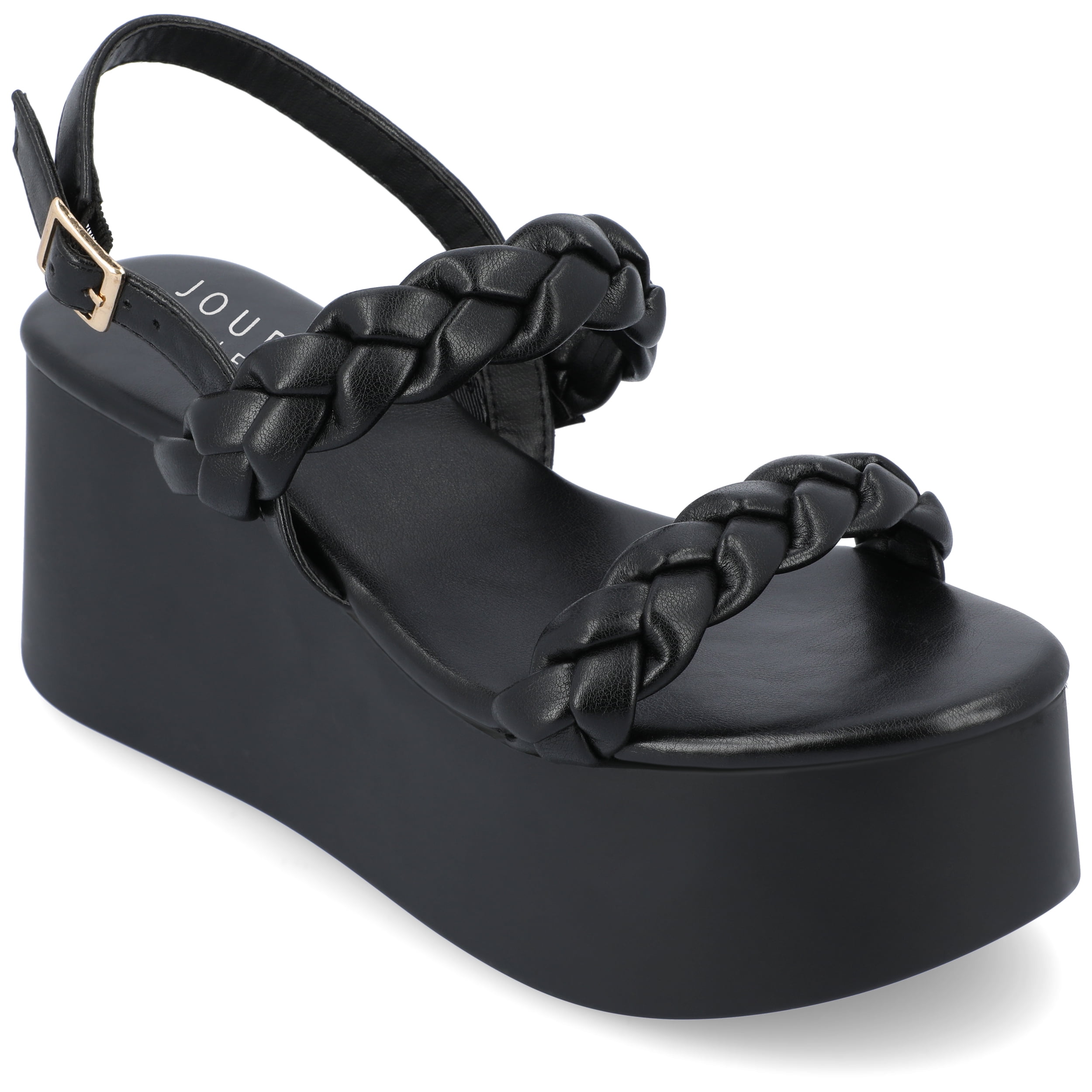 Journee Womens Zannah Buckle Platform Sandals - Walmart.com