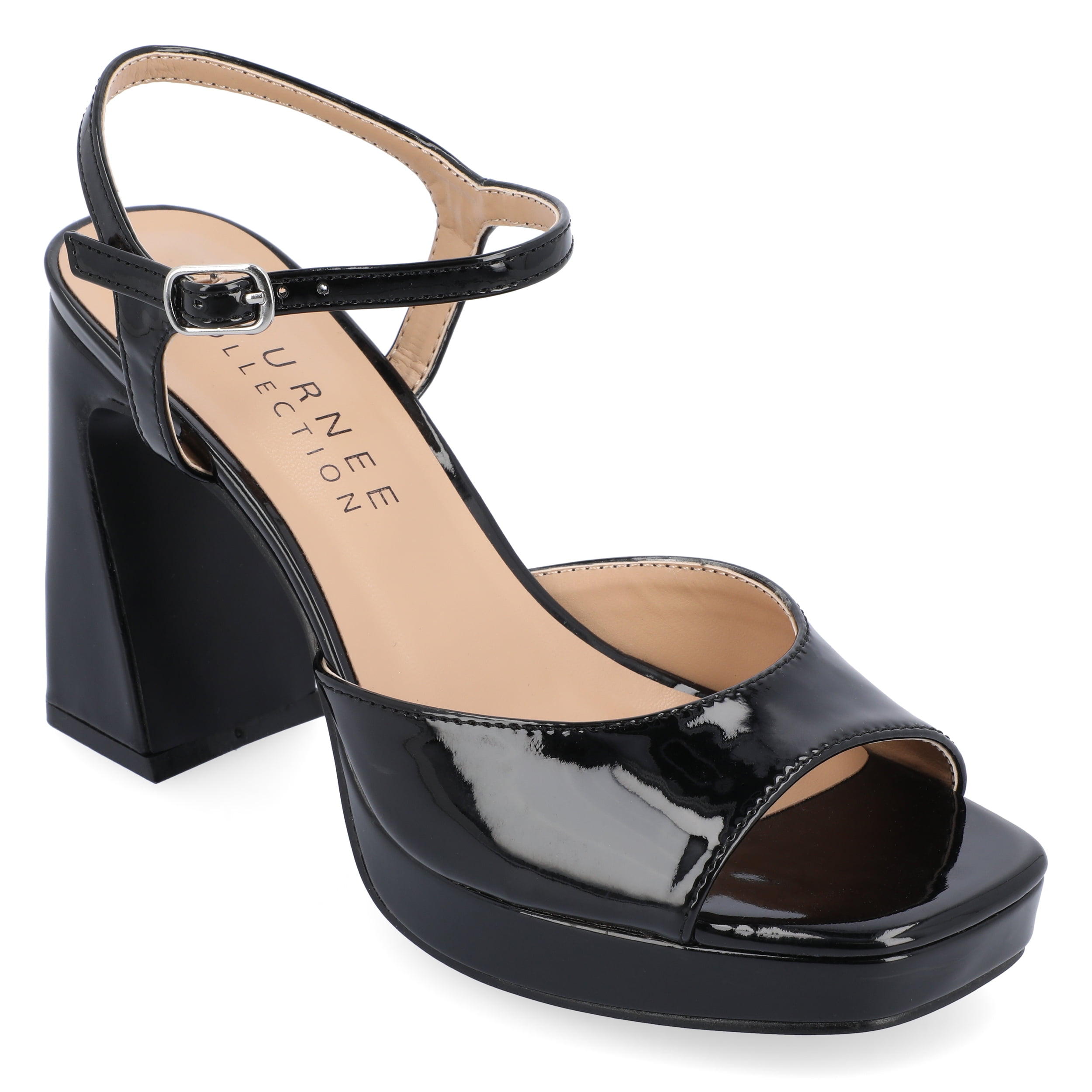 Journee Womens Ziarre Patent Vegan Leather Ankle Strap Platform Dress ...