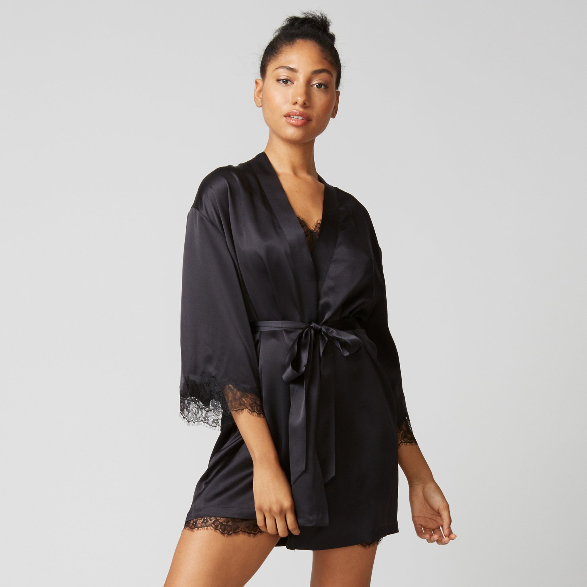 Journelle Women's Charlotte Short Robe in Black - Walmart.com