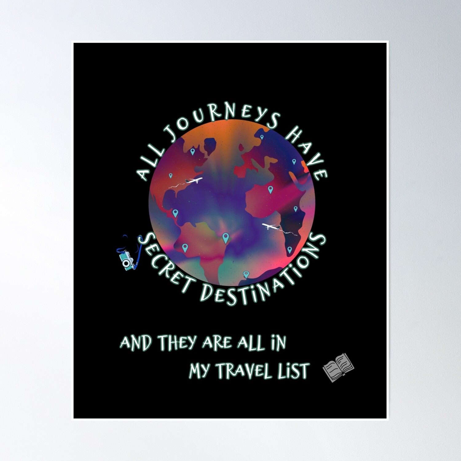 Journey Around The World Poster Wall Art, Modern Wall Decor, 8x12 ...