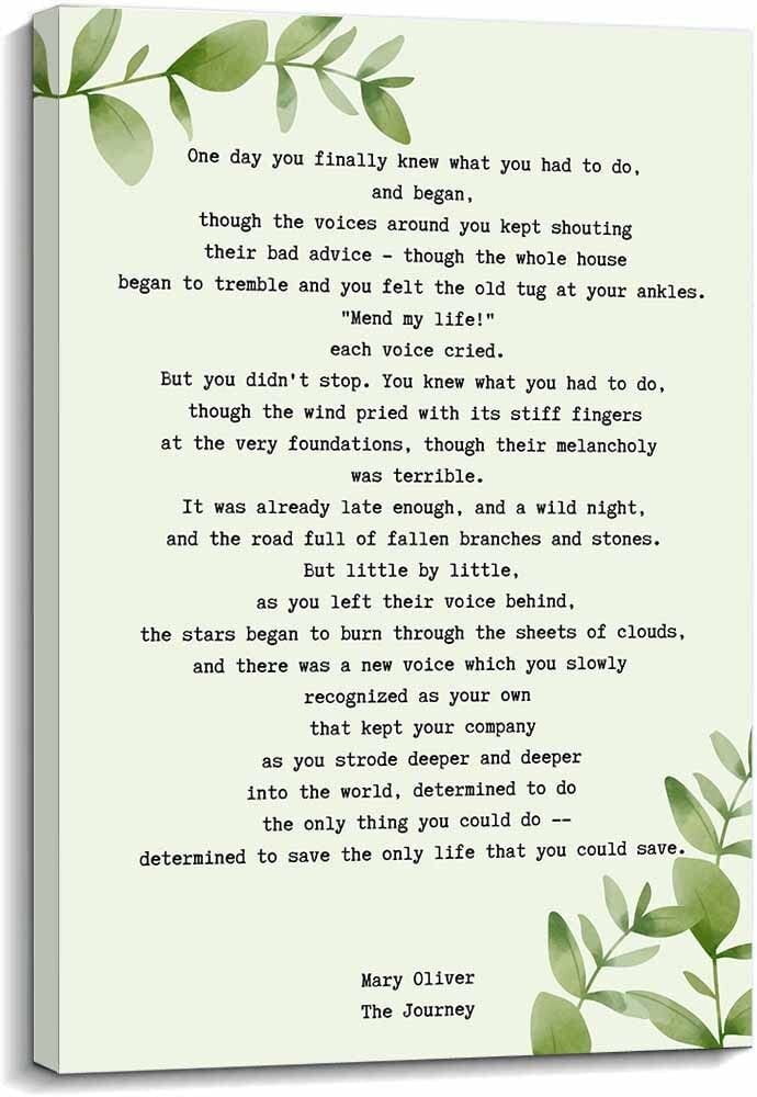 The Journey Poem Wall Art Mary Oliver Quotes Wall Art Poetry Posters ...