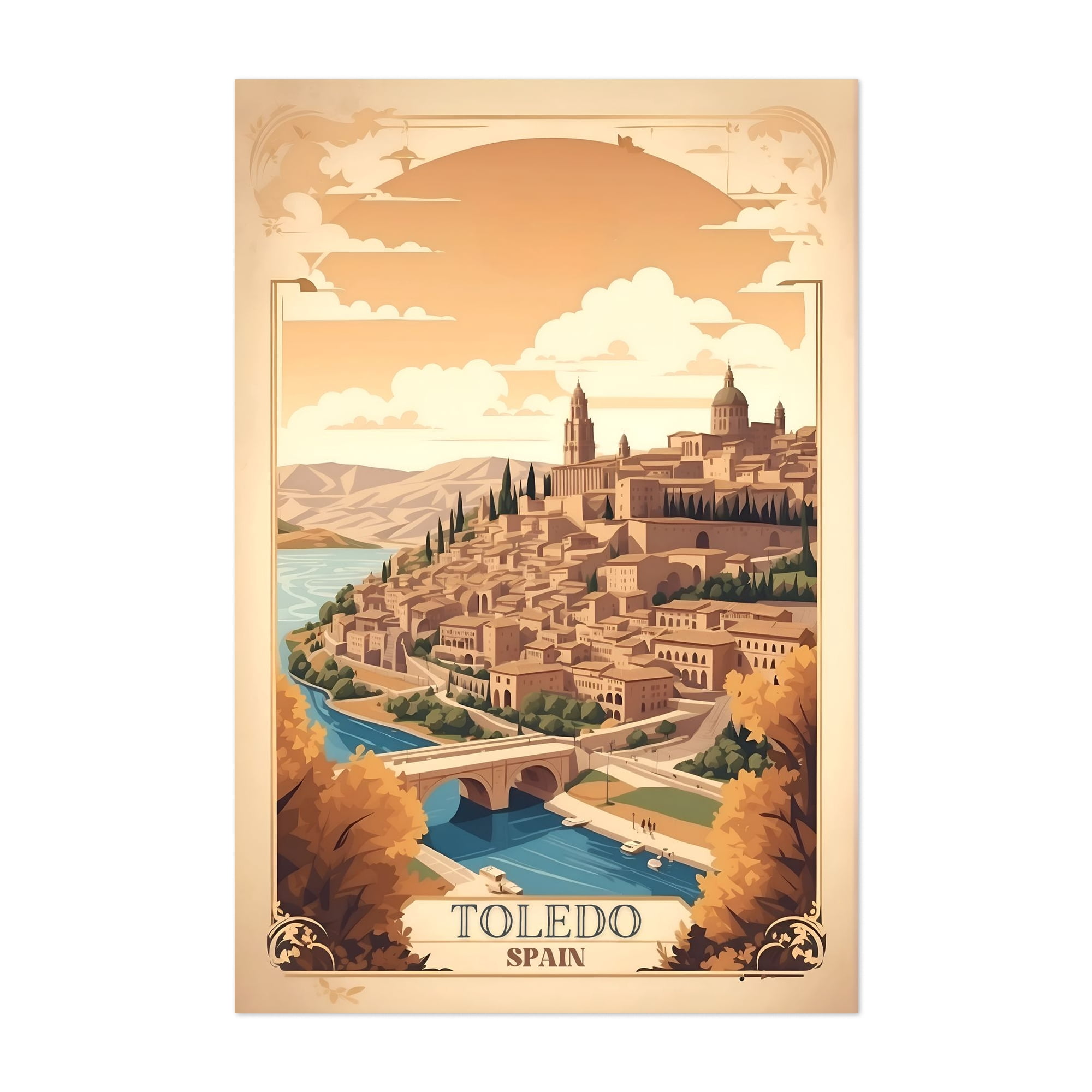 Journey into Toledo's Past: Vintage Retro Travel Illustration - Toledo ...