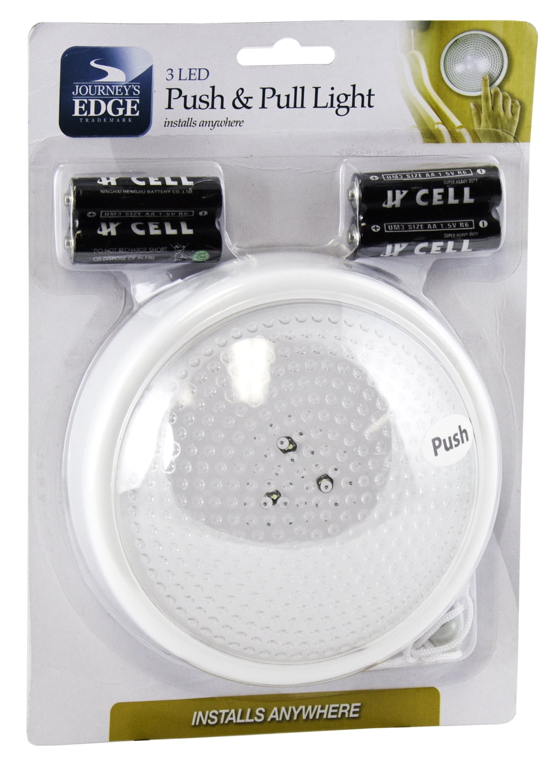 Journey's Edge 3-LED Battery-Powered Mountable Push & Pull Tap Light ...