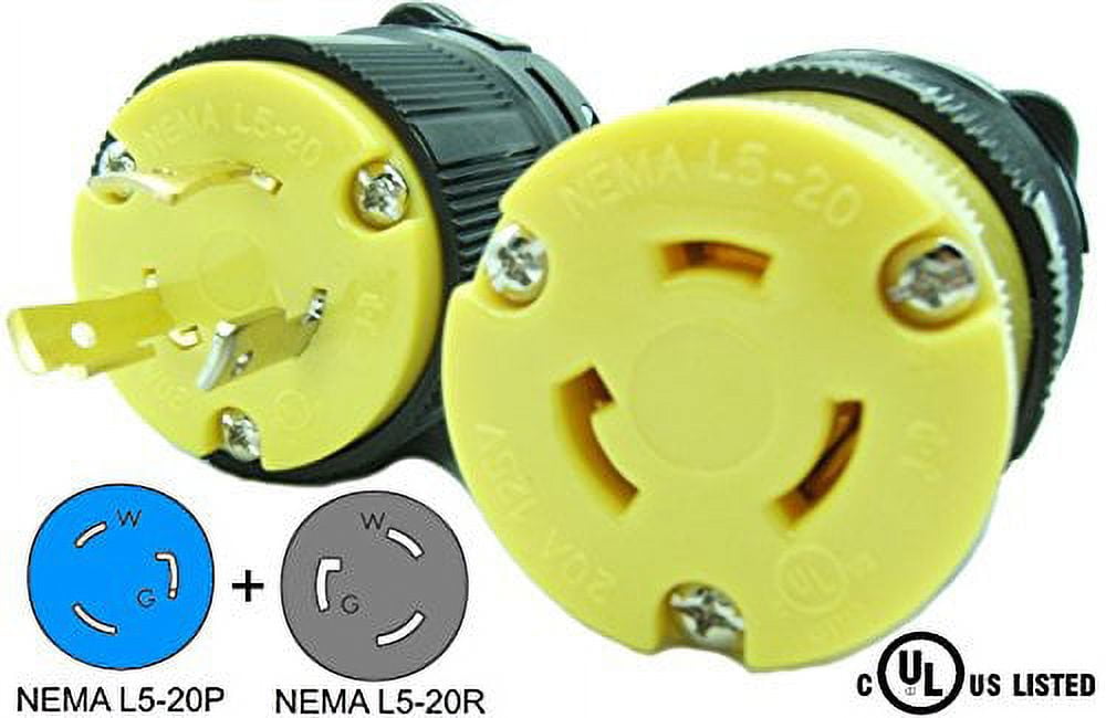 Journeyman-Pro 20 Amp, Plug & Connector Set, NEMA L5-20R & L5-20P, 125V ...